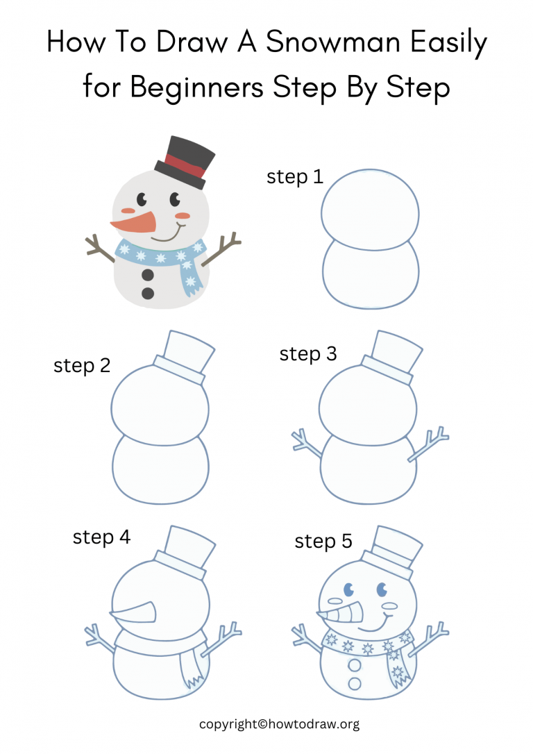 How To Draw A Snowman Step By Step – For Kids & Beginners