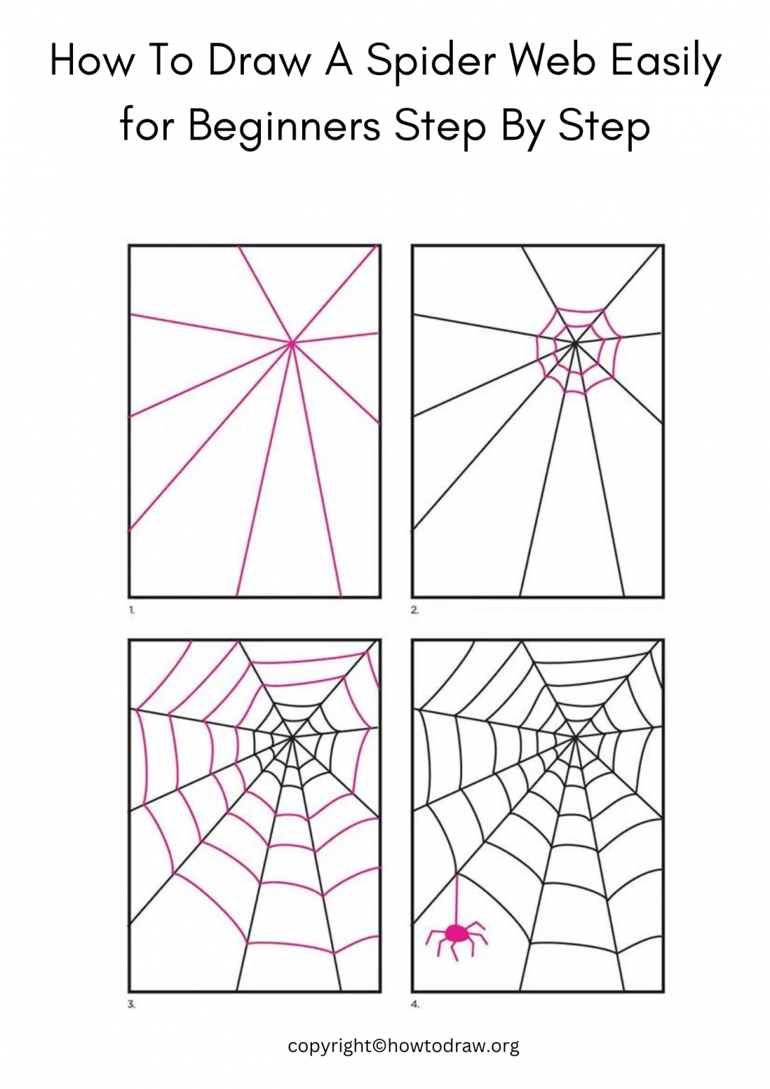 How To Draw A Spider Web Step By Step – For Kids & Beginners