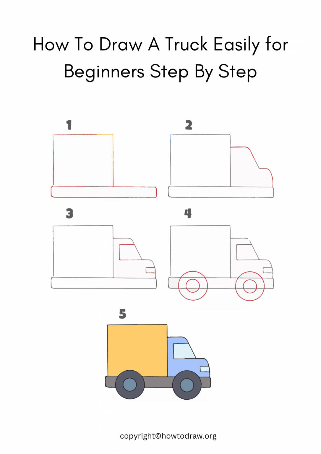 How To Draw A Truck Step By Step – For Kids & Beginners