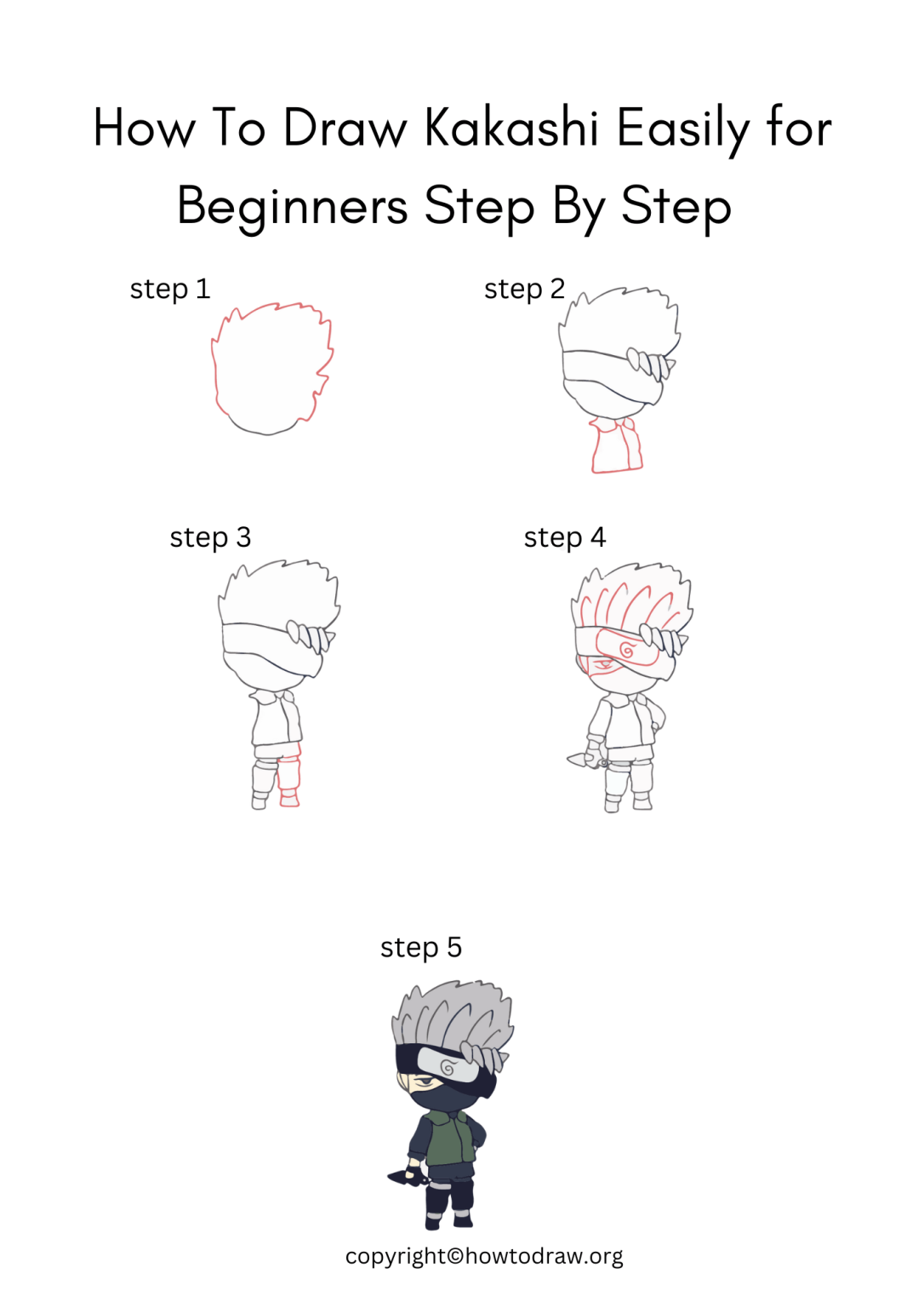 How To Draw Kakashi Step By Step – For Kids & Beginners