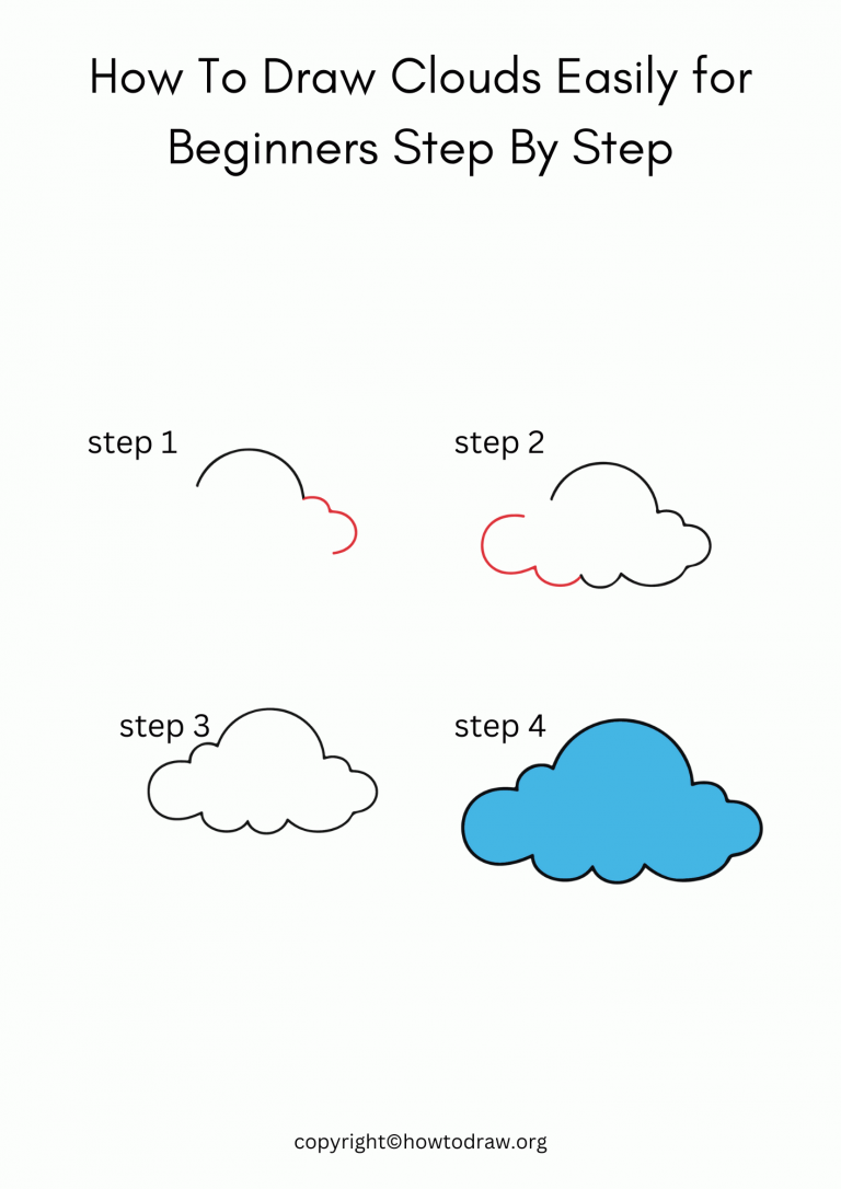 How To Draw Clouds Step By Step – For Kids & Beginners