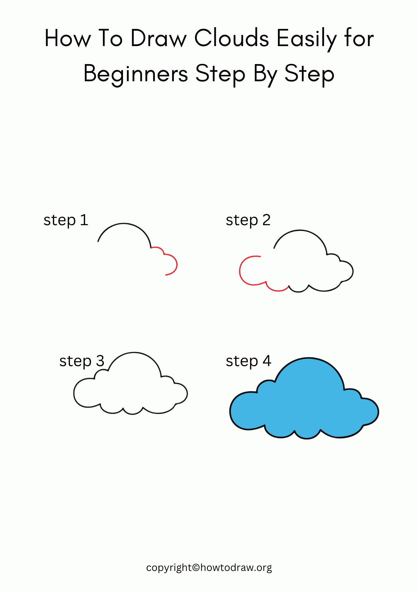 How To Draw Clouds Step By Step – For Kids & Beginners