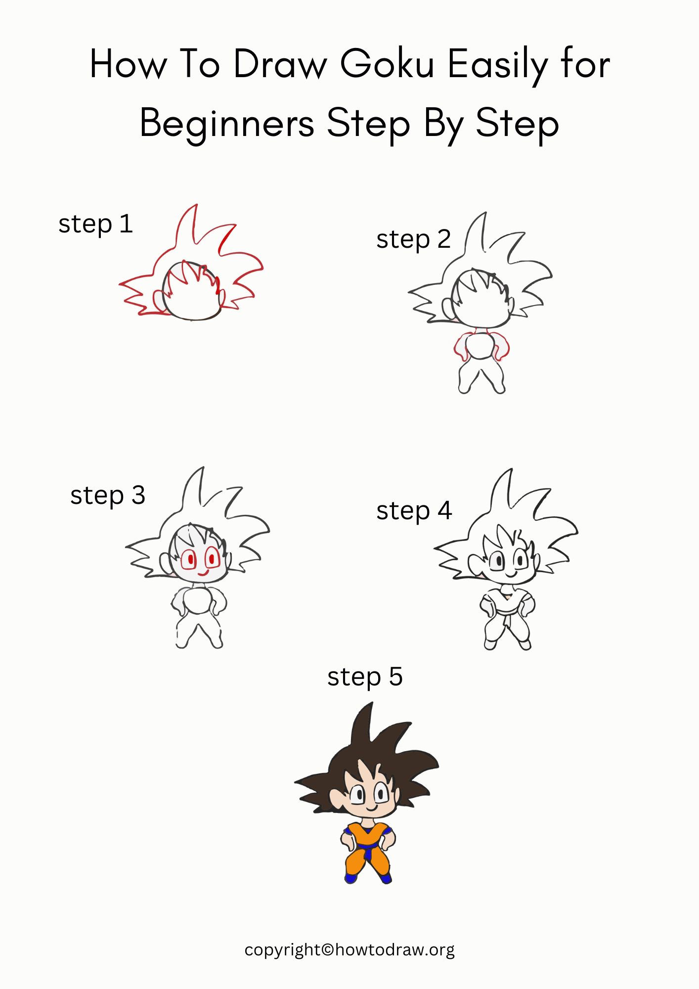 How To Draw Goku Step By Step – For Kids & Beginners