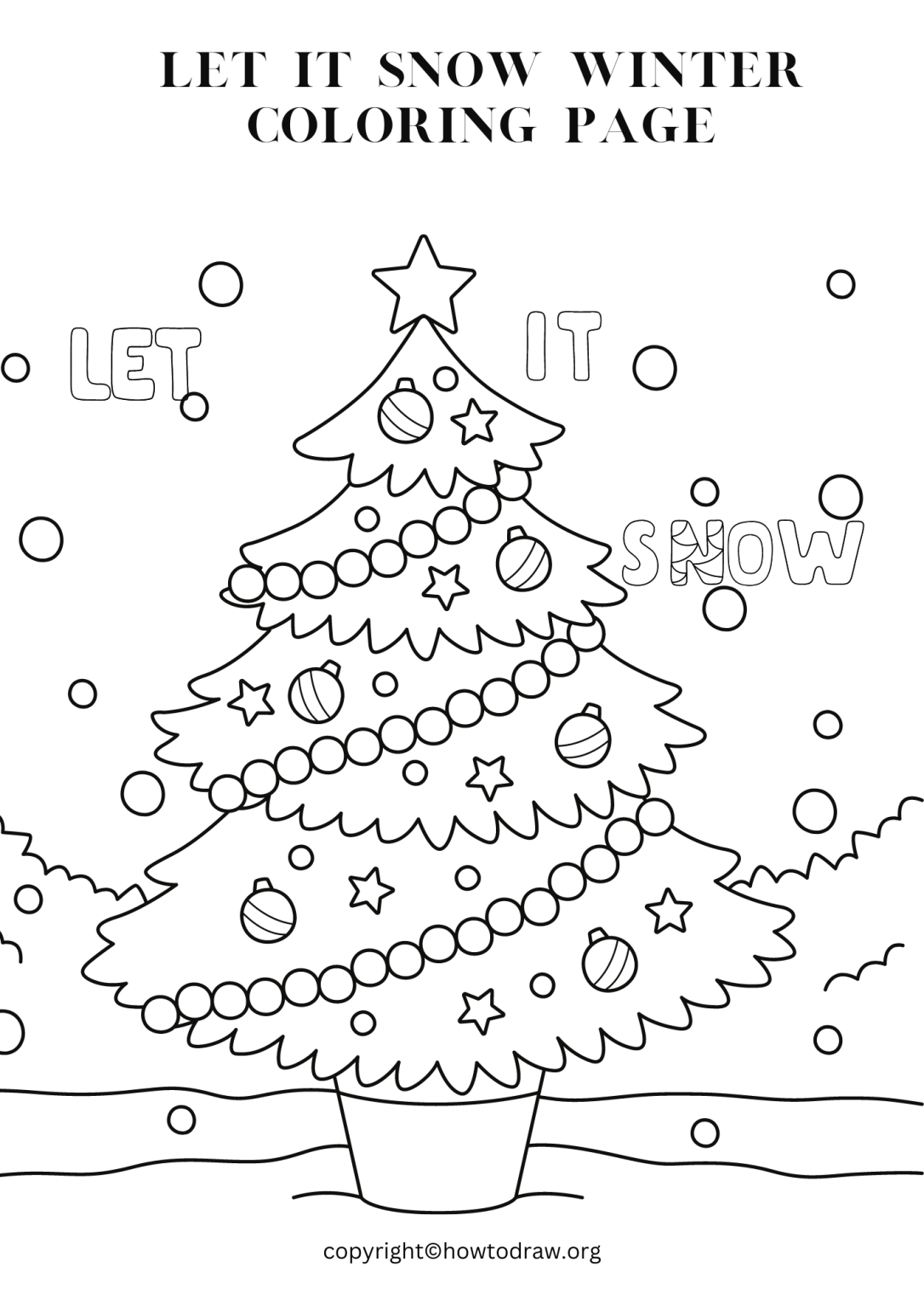Let it Snow Winter Coloring Page for Kids [Free Printable]