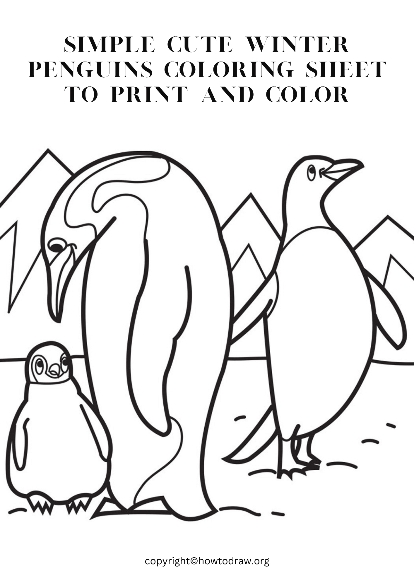 Cute Winter Penguins Coloring Page for Kids [Free Printable]