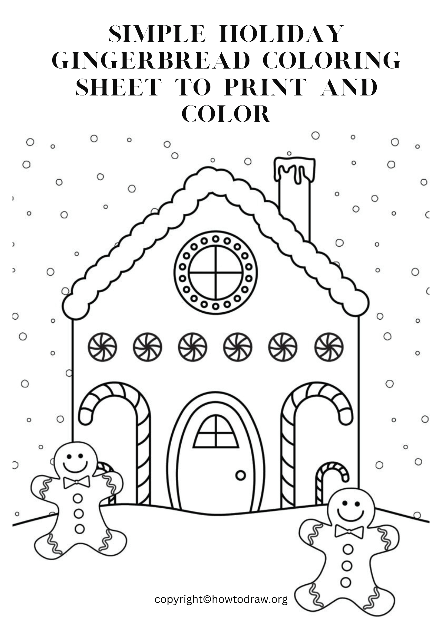 Holiday Gingerbread Coloring Page for Kids [Free Printable]