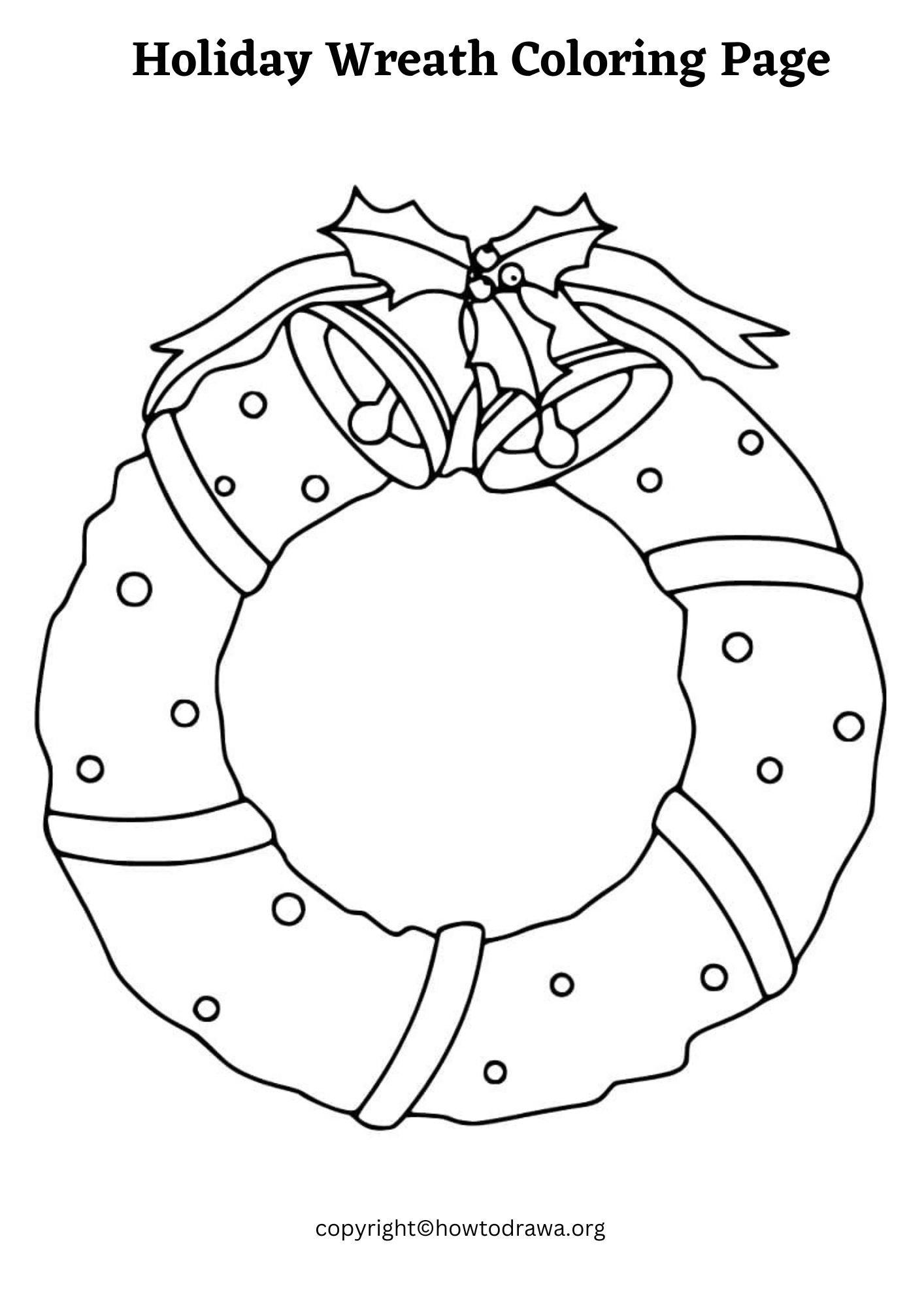 Holiday Wreath Coloring Page for Kids [Free Printable]