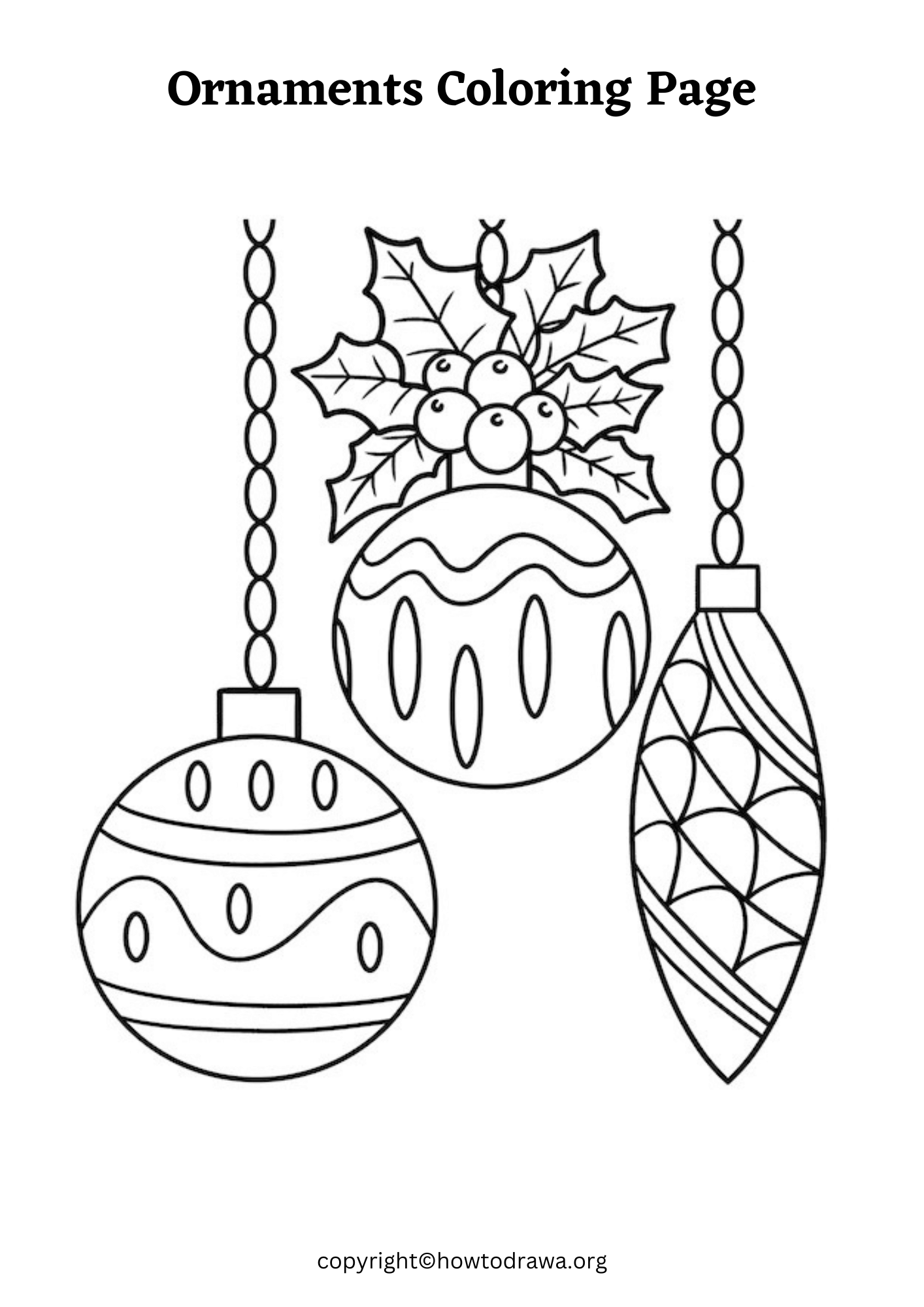 Ornaments Coloring Page for Kids [Free Printable]