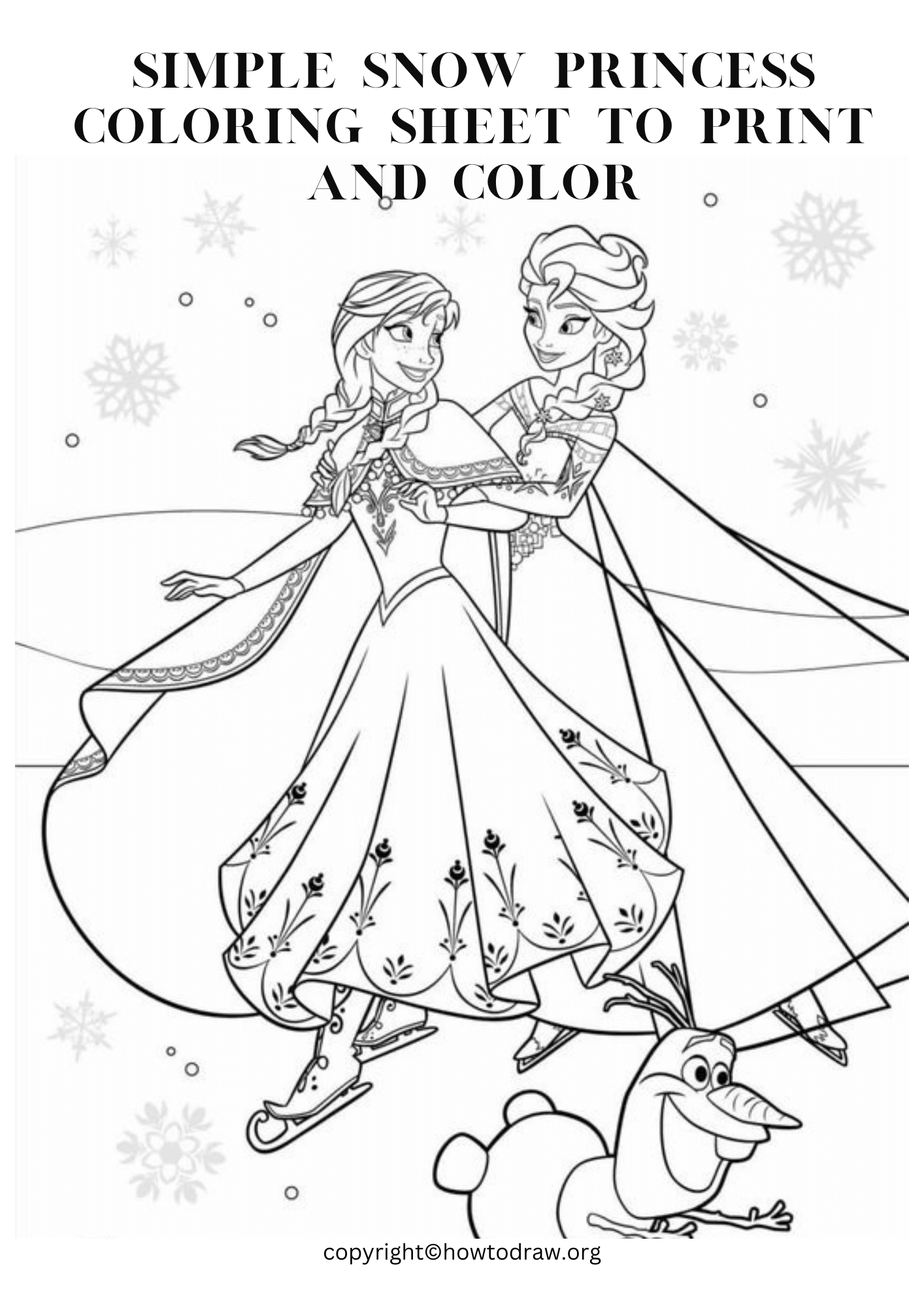 Snow Princess Coloring Page for Kids [Free Printable]