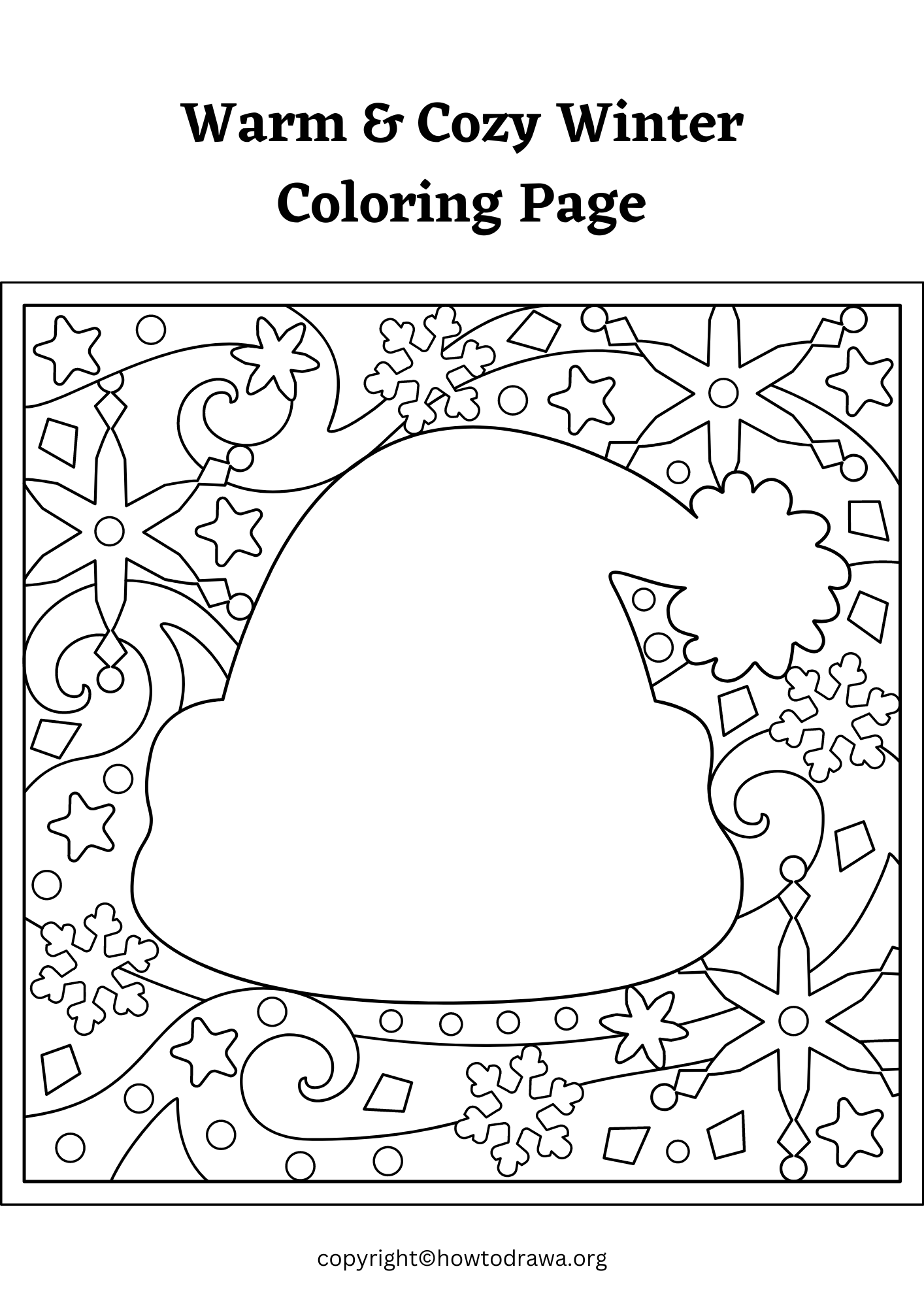 Warm & Cozy Winter Coloring Page for Kids [Free Printable]