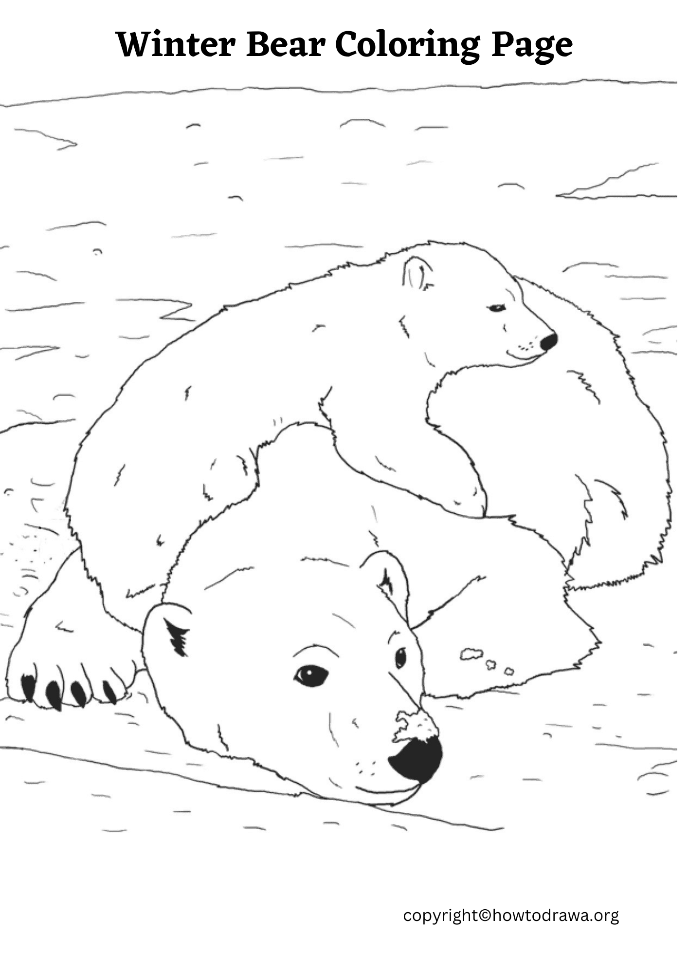 Winter Bear Coloring Page for Kids [Free Printable]