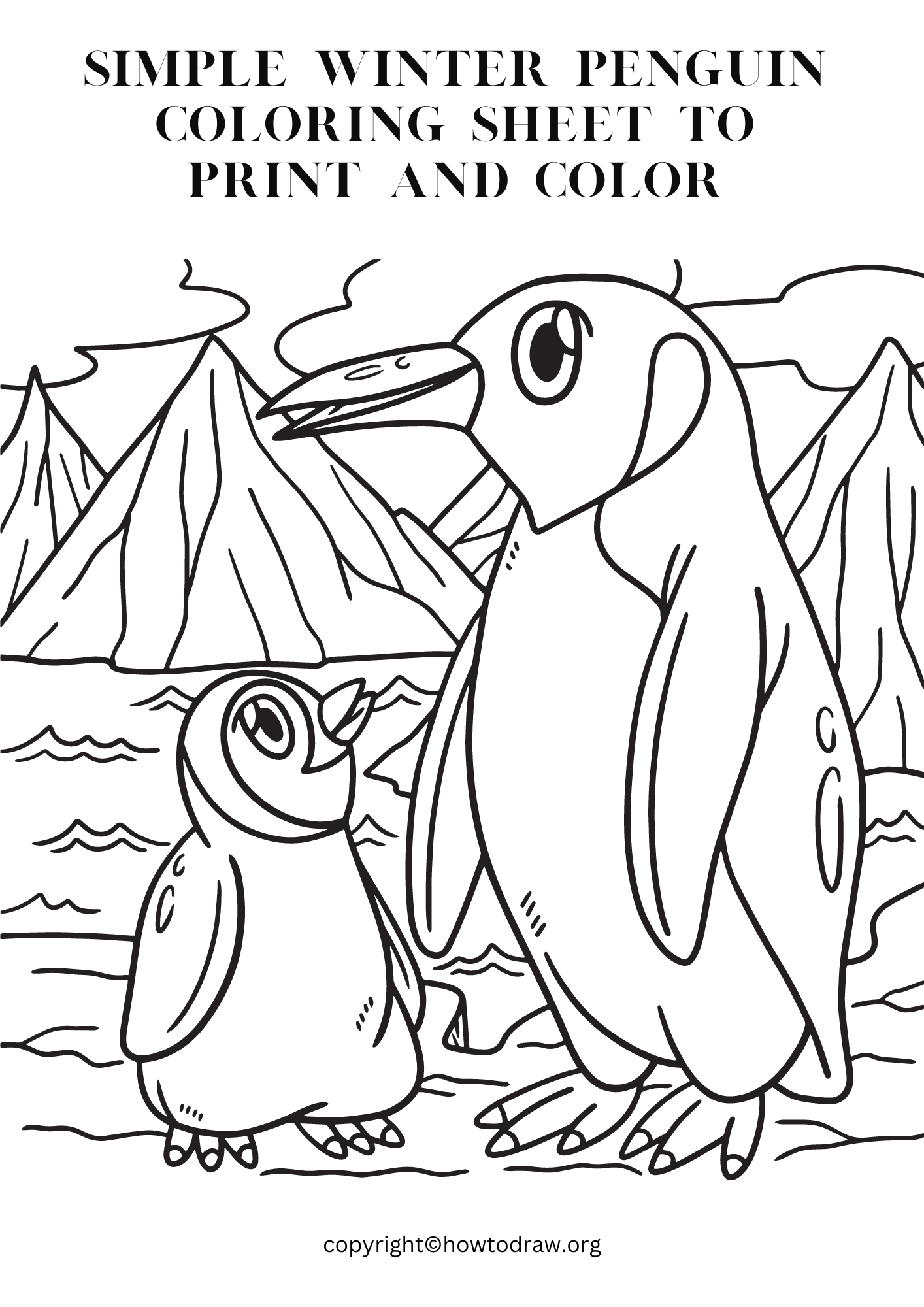 Winter Penguin Coloring Sheet for Kids [Free Printable]