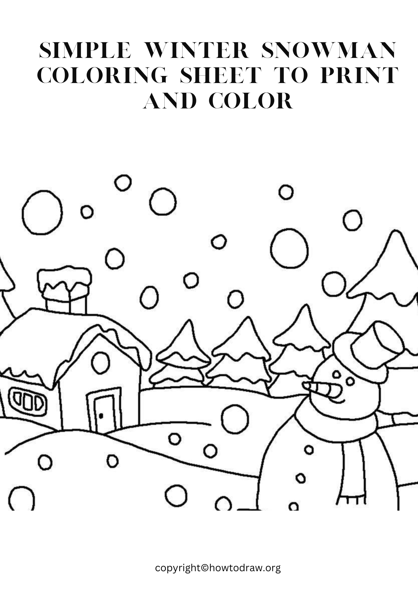 Winter Snowman Coloring Page for Kids [Free Printable]