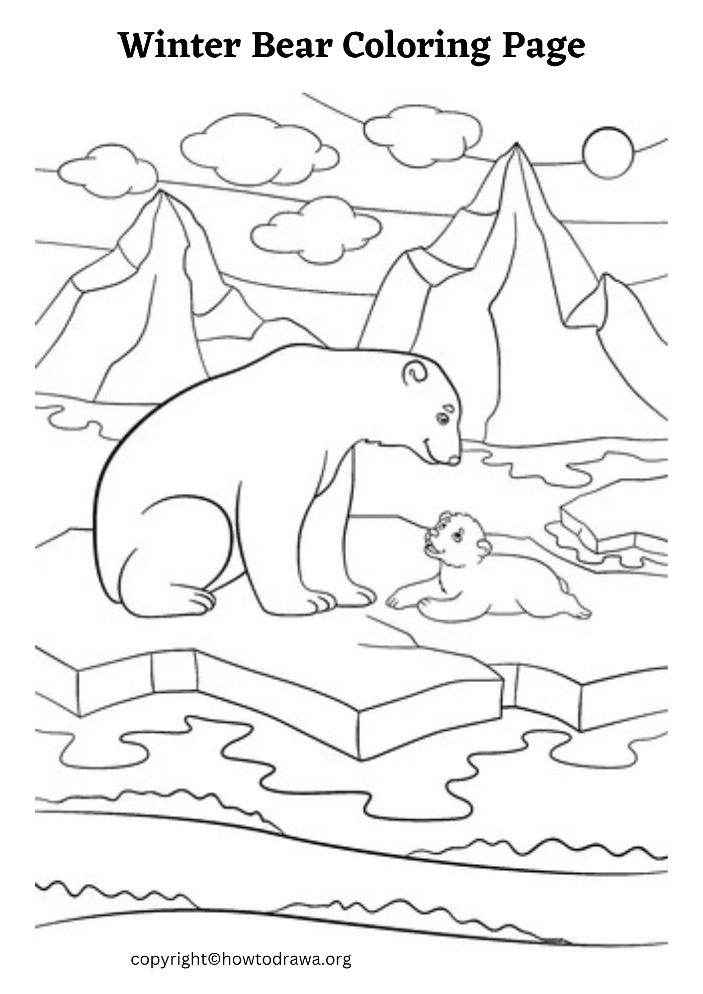 Winter Bear Coloring Page for Kids [Free Printable]