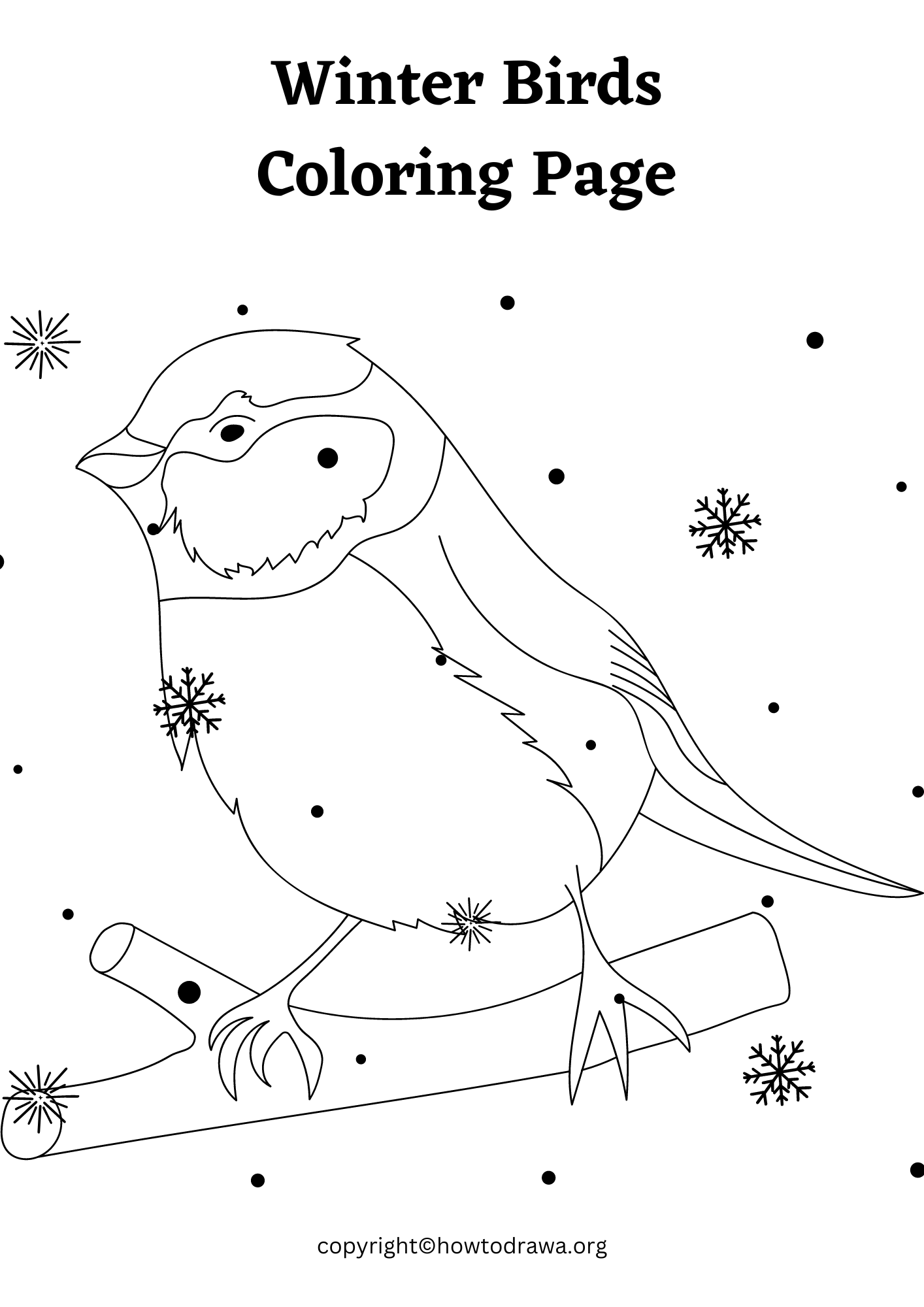 Winter Birds Coloring Page for Kids [Free Printable]