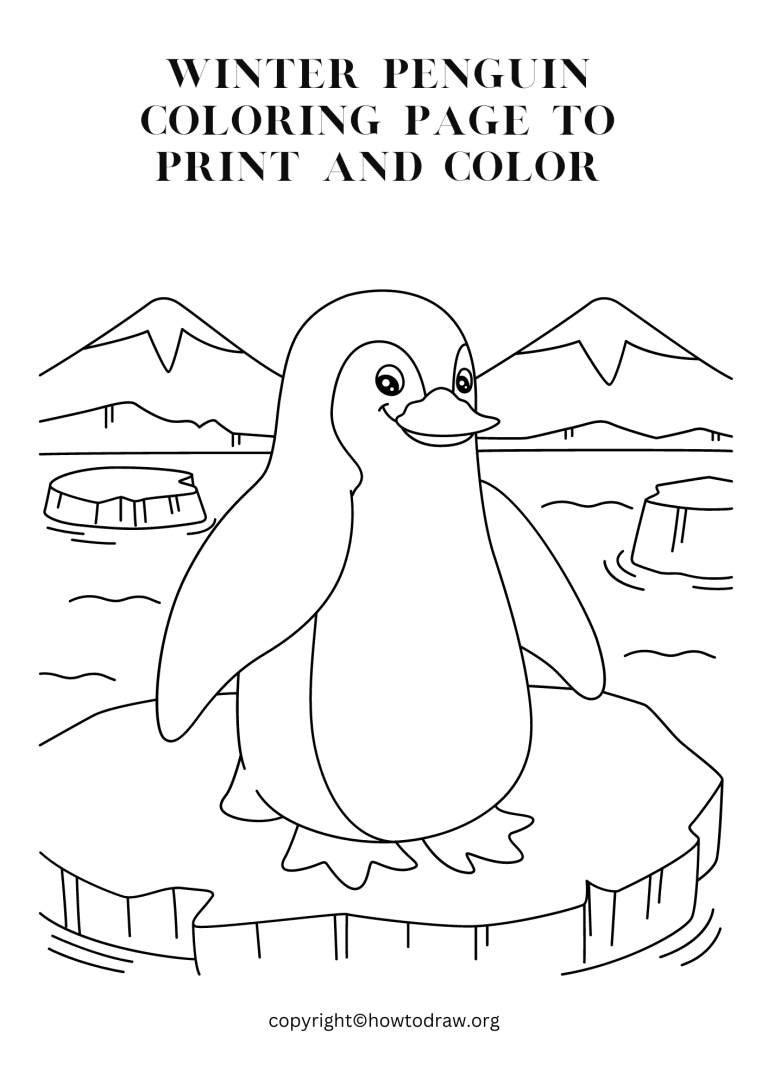 Winter Penguin Coloring Sheet for Kids [Free Printable]