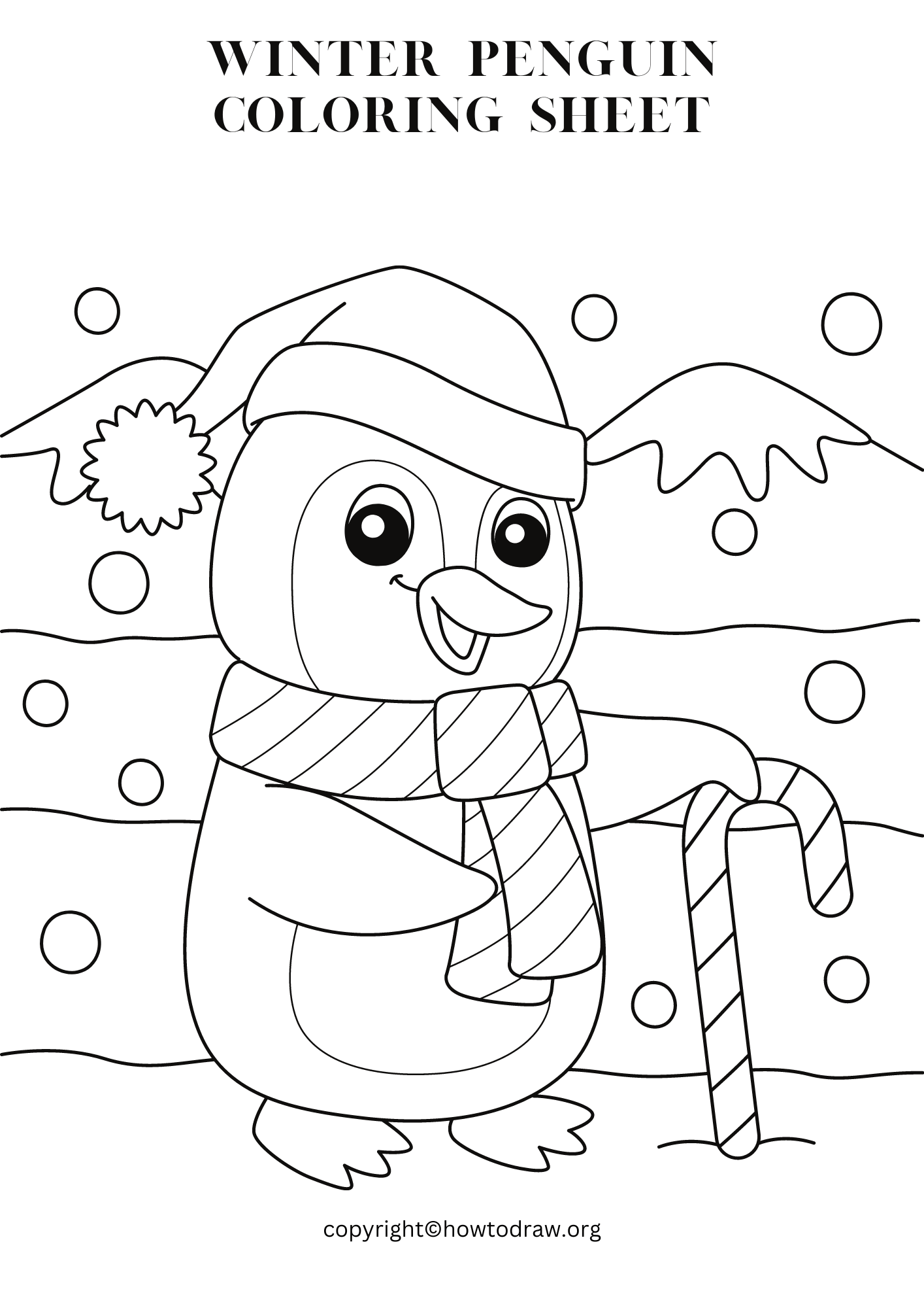 Winter Penguin Coloring Sheet for Kids [Free Printable]