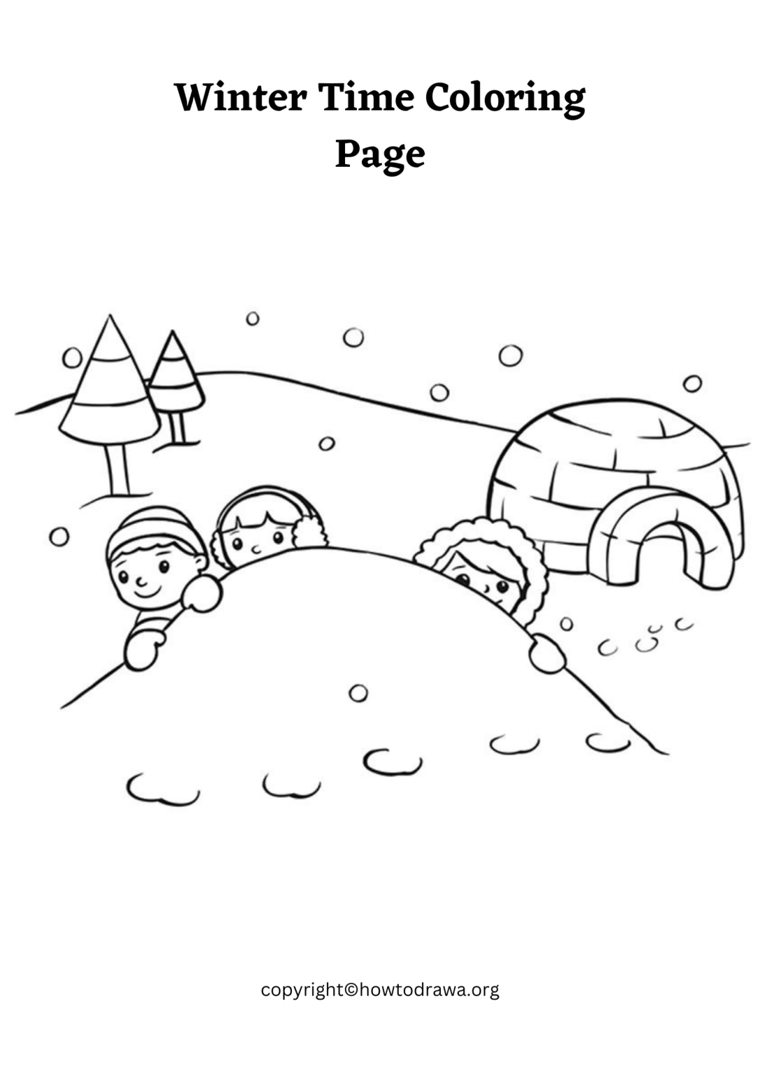 Winter Time Coloring Page for Kids [Free Printable]