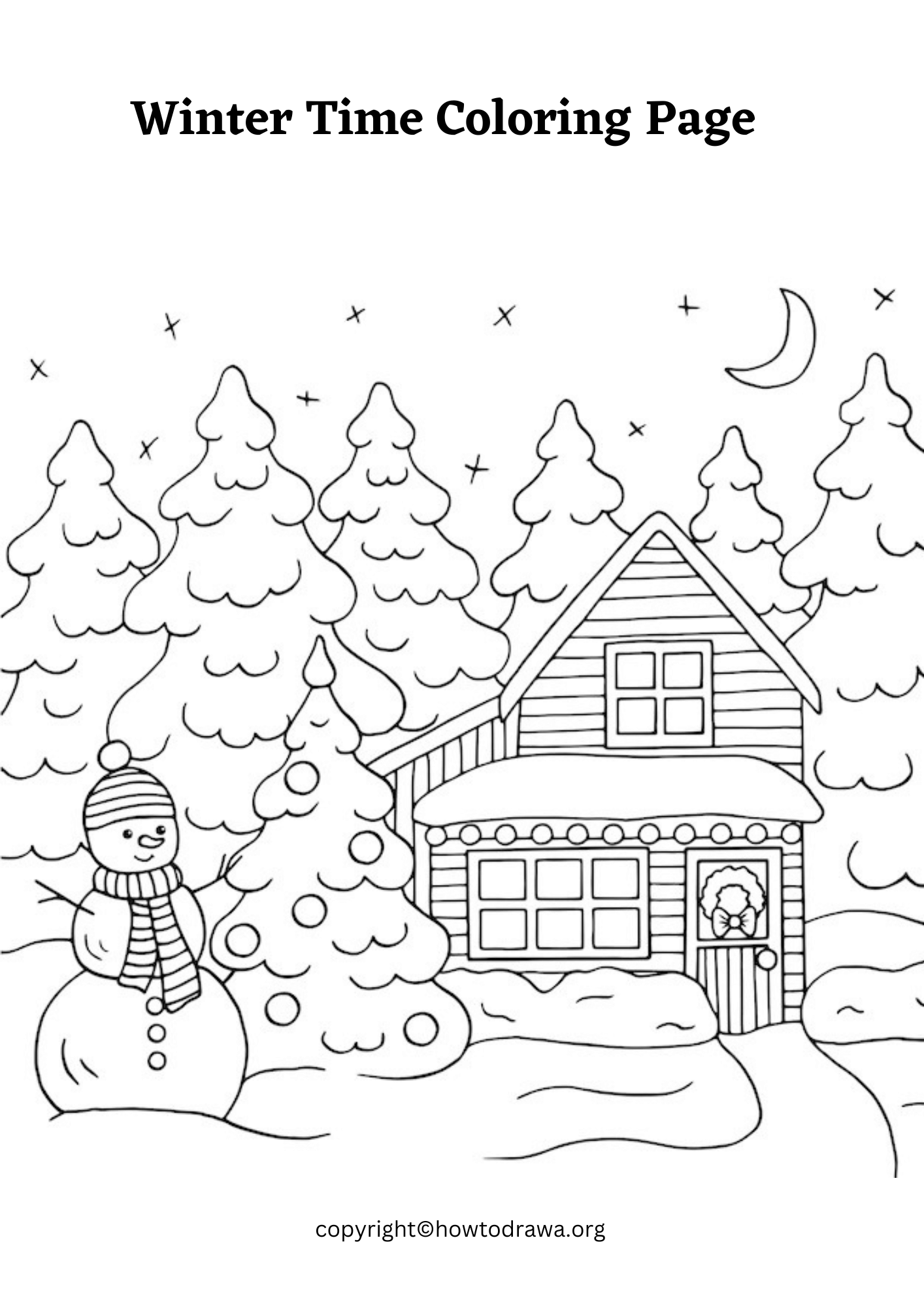 Winter Time Coloring Page for Kids [Free Printable]