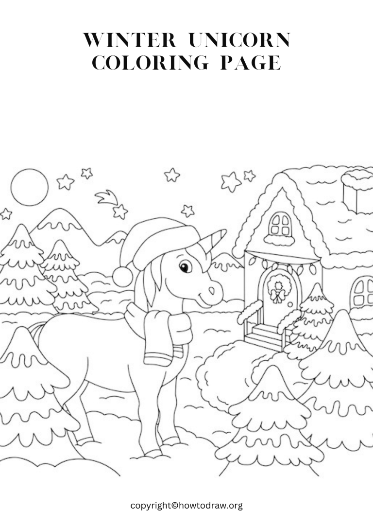 Winter Unicorn Coloring Page for Kids [Free Printable]