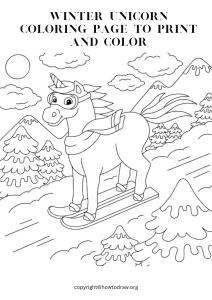 Winter Unicorn Coloring Page for Kids [Free Printable]