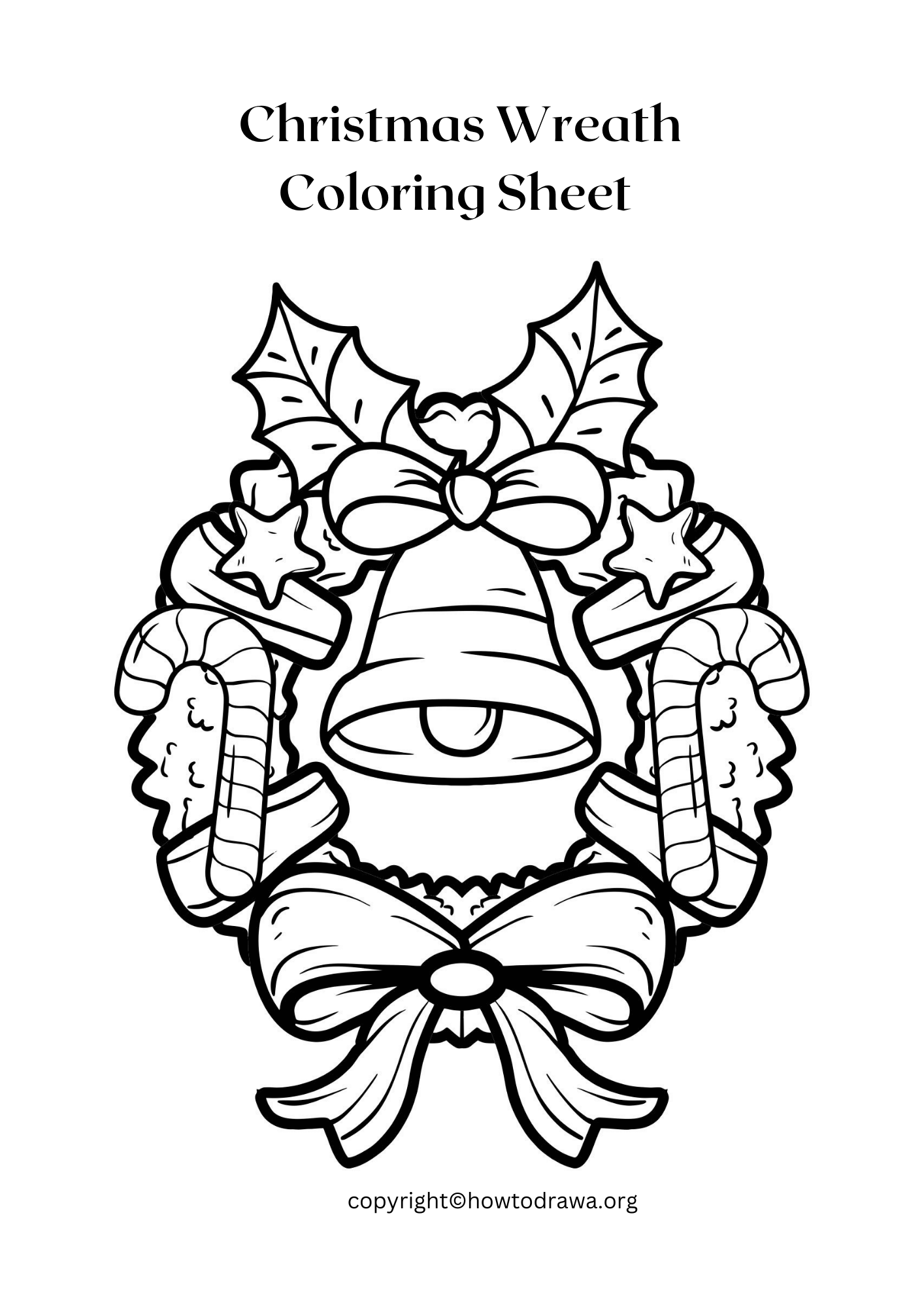 Christmas Wreath Coloring Sheet for Kids [Free Printable]
