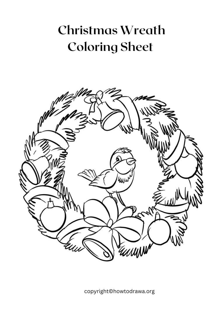 Christmas Wreath Coloring Sheet for Kids [Free Printable]