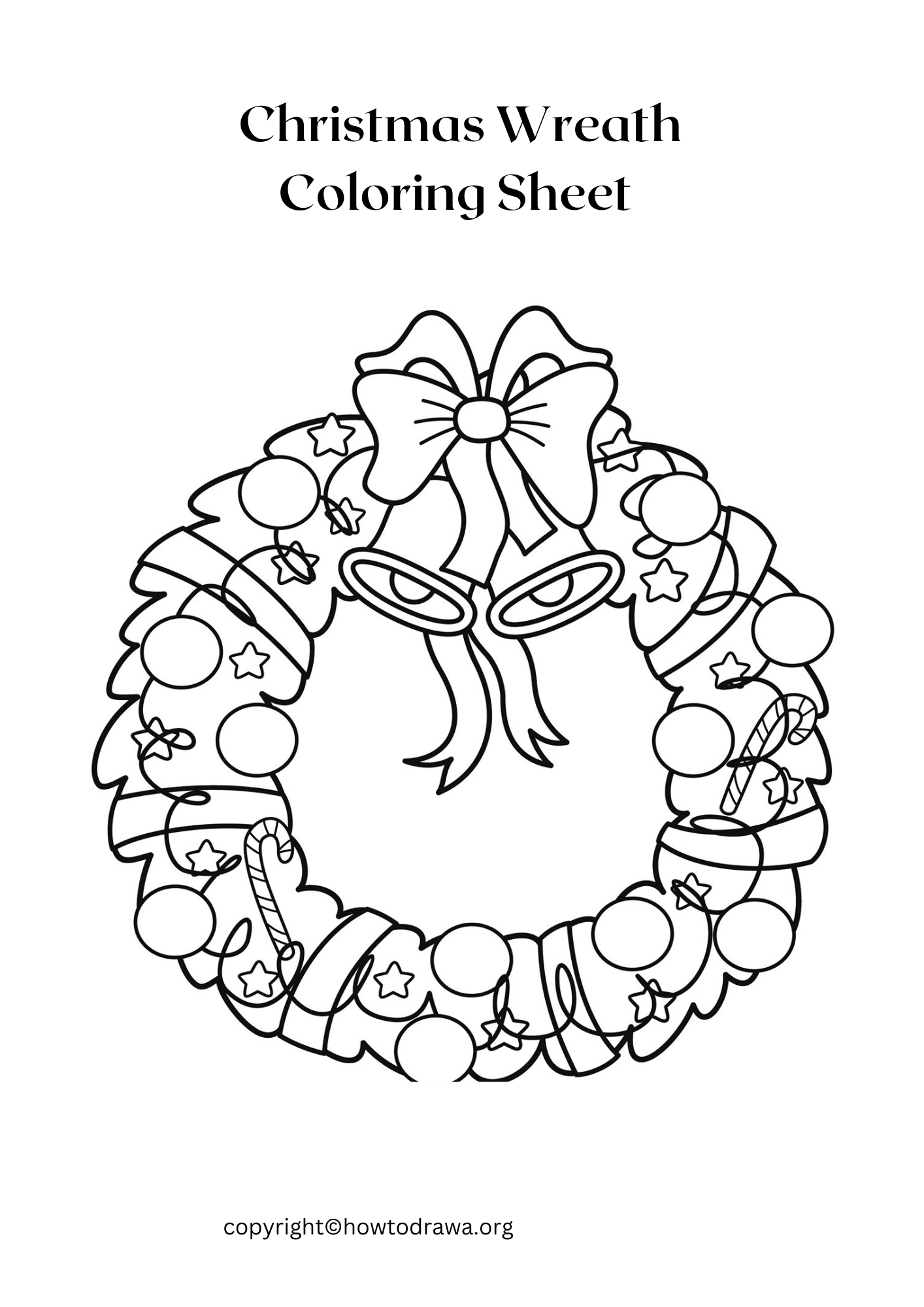 Christmas Wreath Coloring Sheet for Kids [Free Printable]