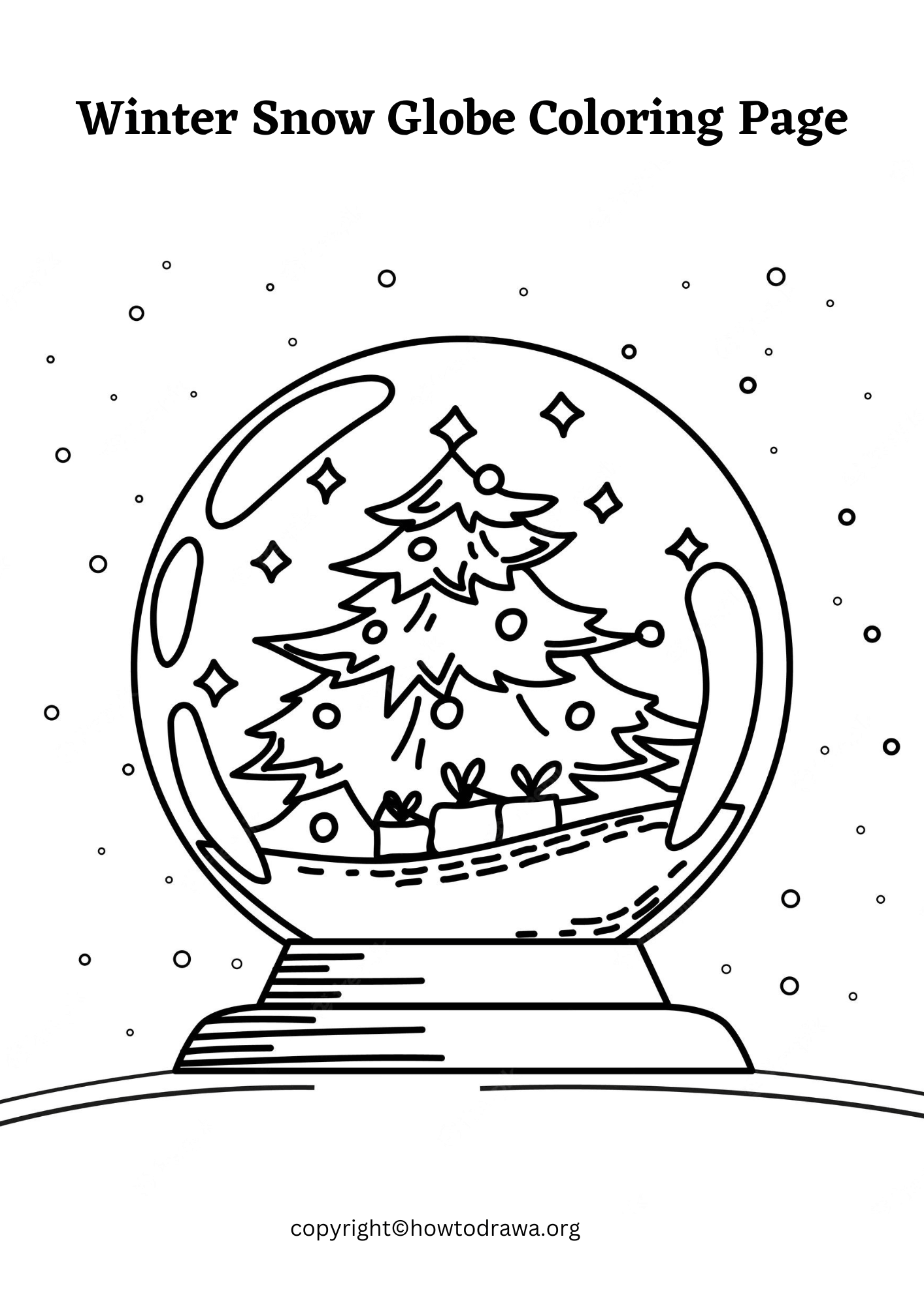Winter Snow Globe Coloring Page for Kids [Free Printable]