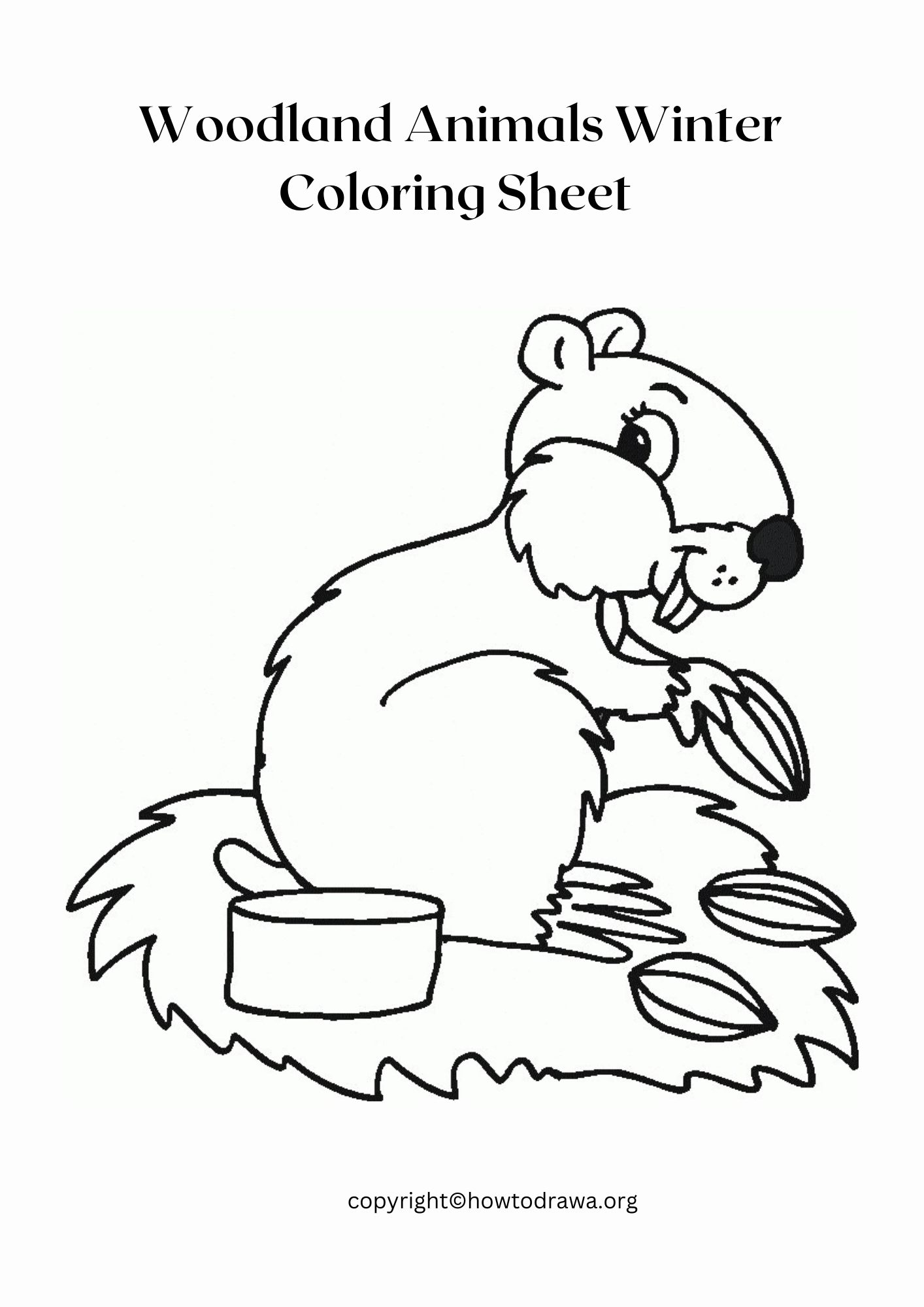 Woodland Animals Winter Coloring Sheet for Kids [Free Printable]