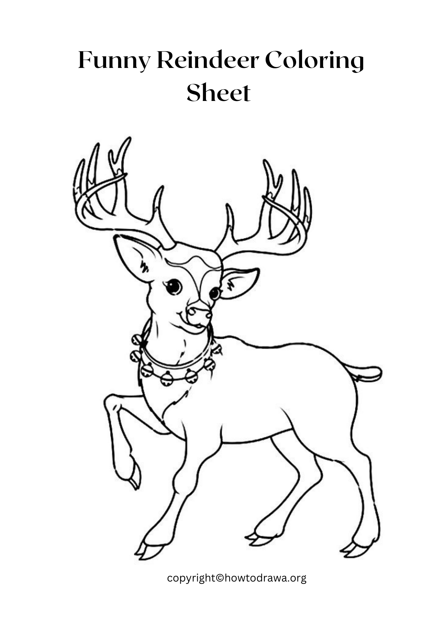 Funny Reindeer Coloring Sheet for Kids [Free Printable]