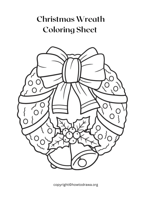 Christmas Wreath Coloring Sheet for Kids [Free Printable]
