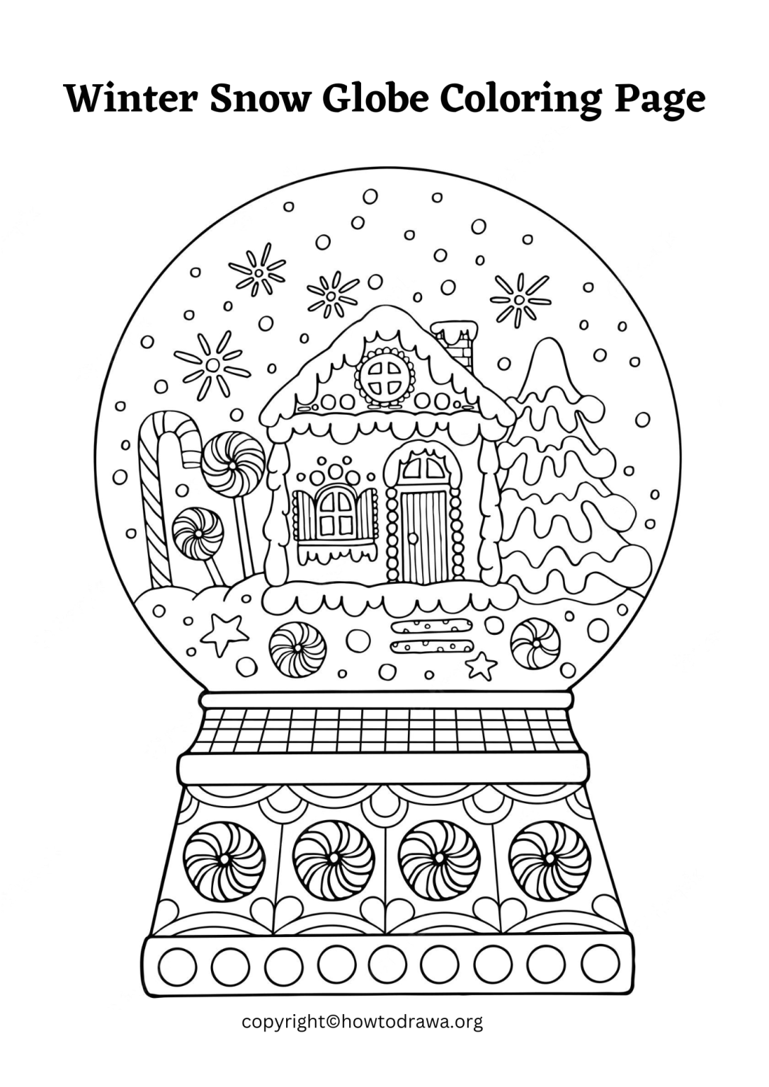 Winter Snow Globe Coloring Page for Kids [Free Printable]