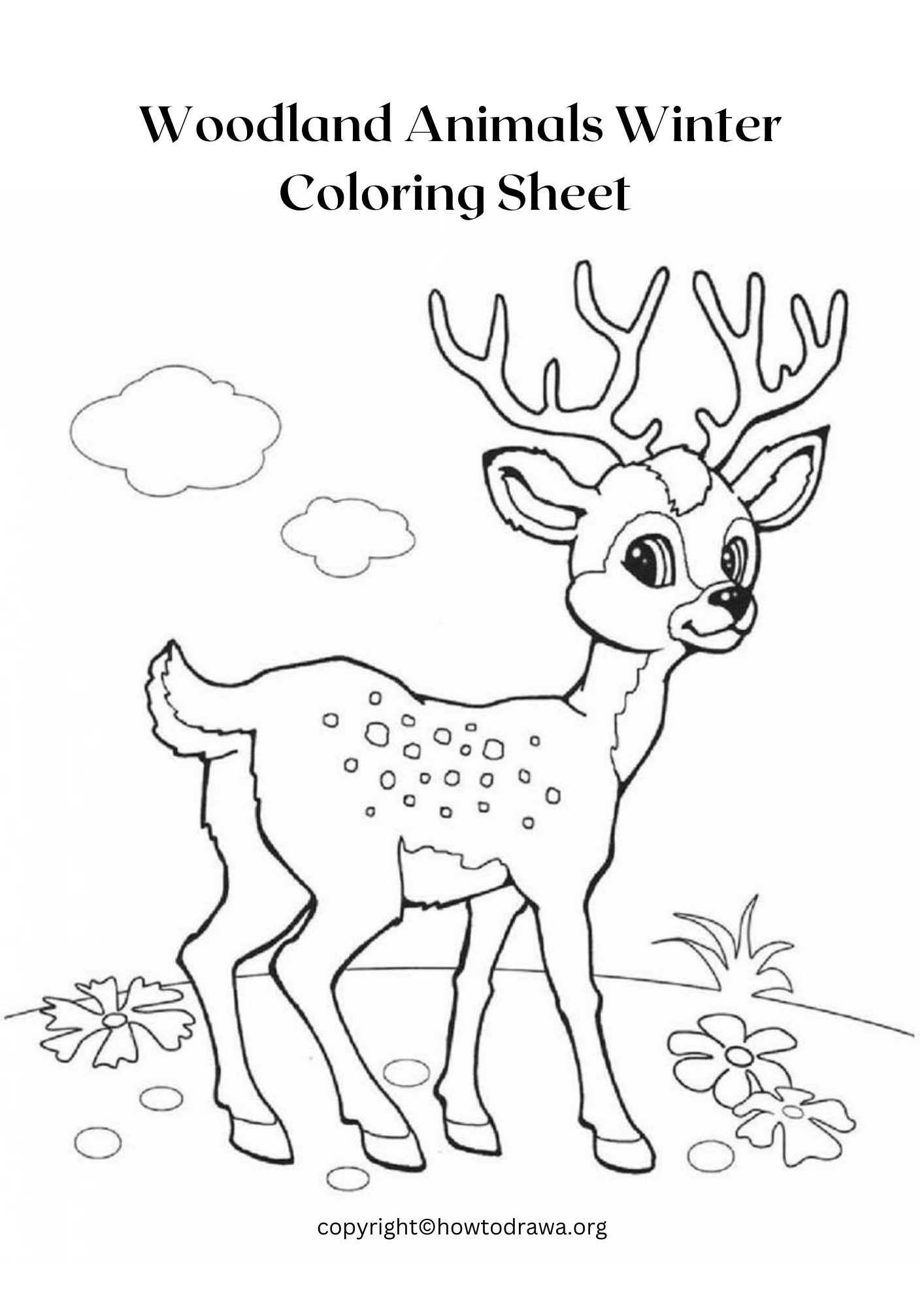 Woodland Animals Winter Coloring Sheet for Kids [Free Printable]