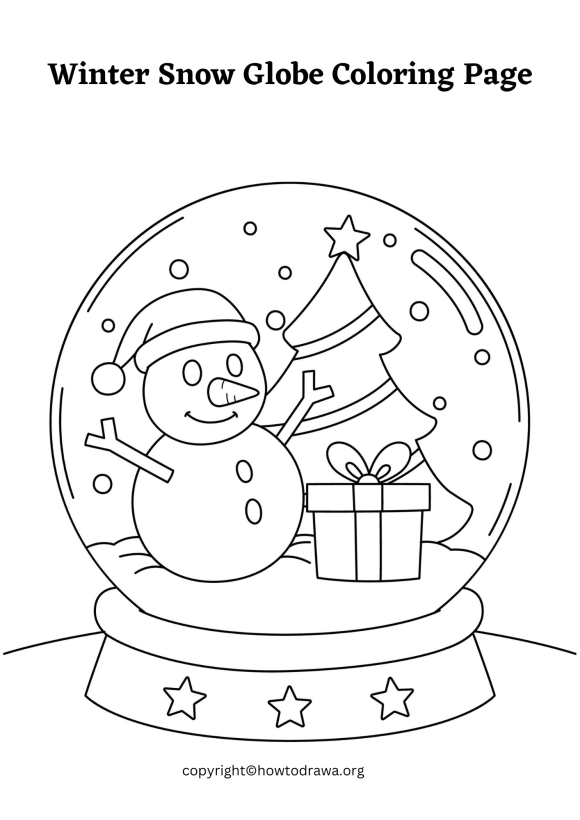 Winter Snow Globe Coloring Page for Kids [Free Printable]