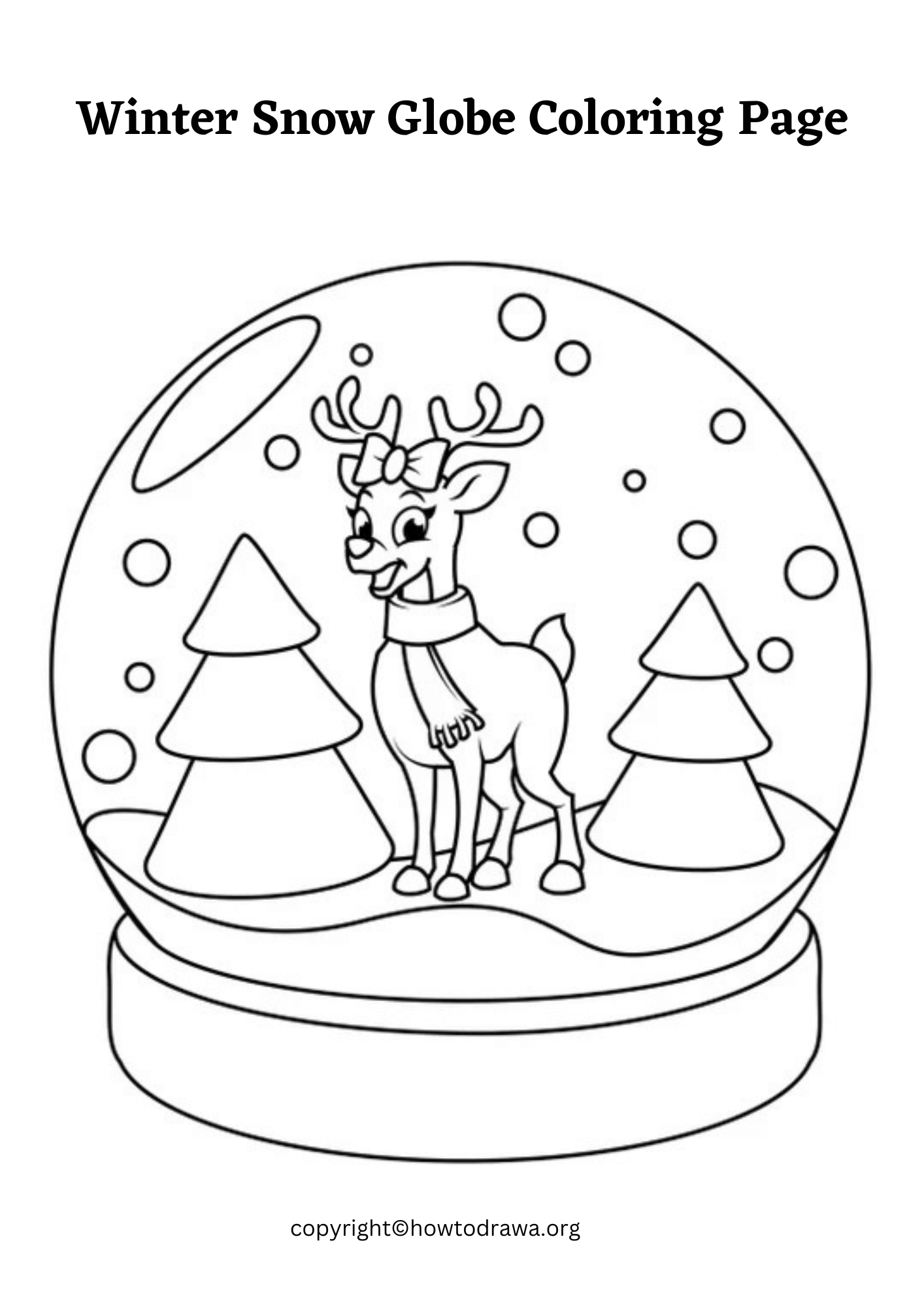 Winter Snow Globe Coloring Page for Kids [Free Printable]