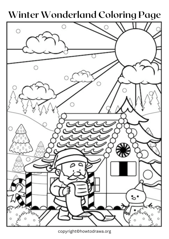 Winter Wonderland Coloring Page for Kids [Free Printable]
