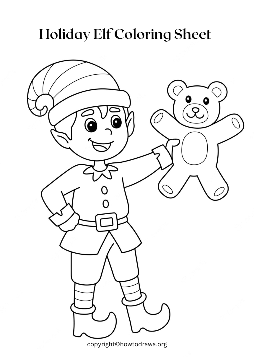 Holiday Elf Coloring Sheet for Kids [Free Printable]