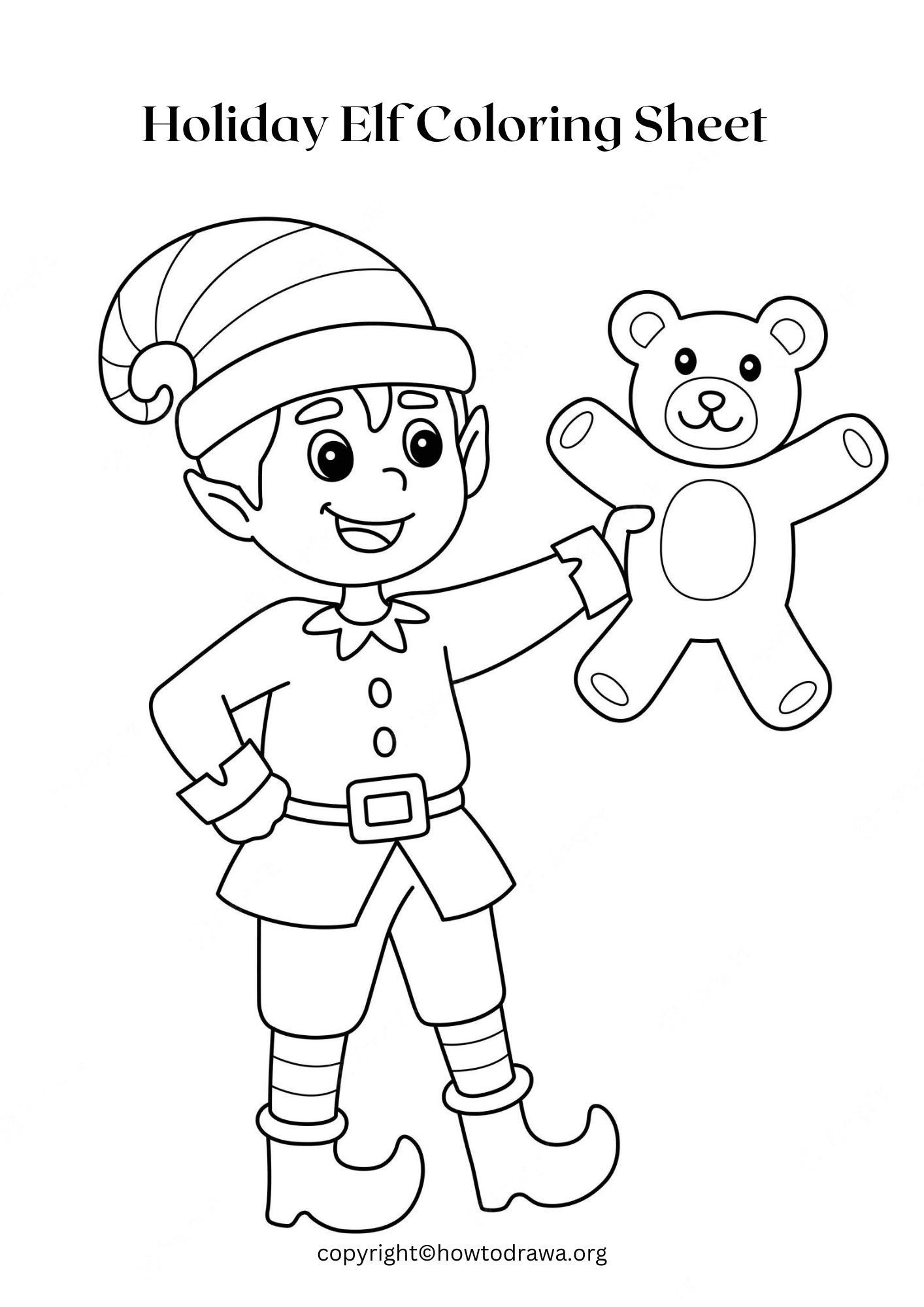 Holiday Elf Coloring Sheet for Kids [Free Printable]