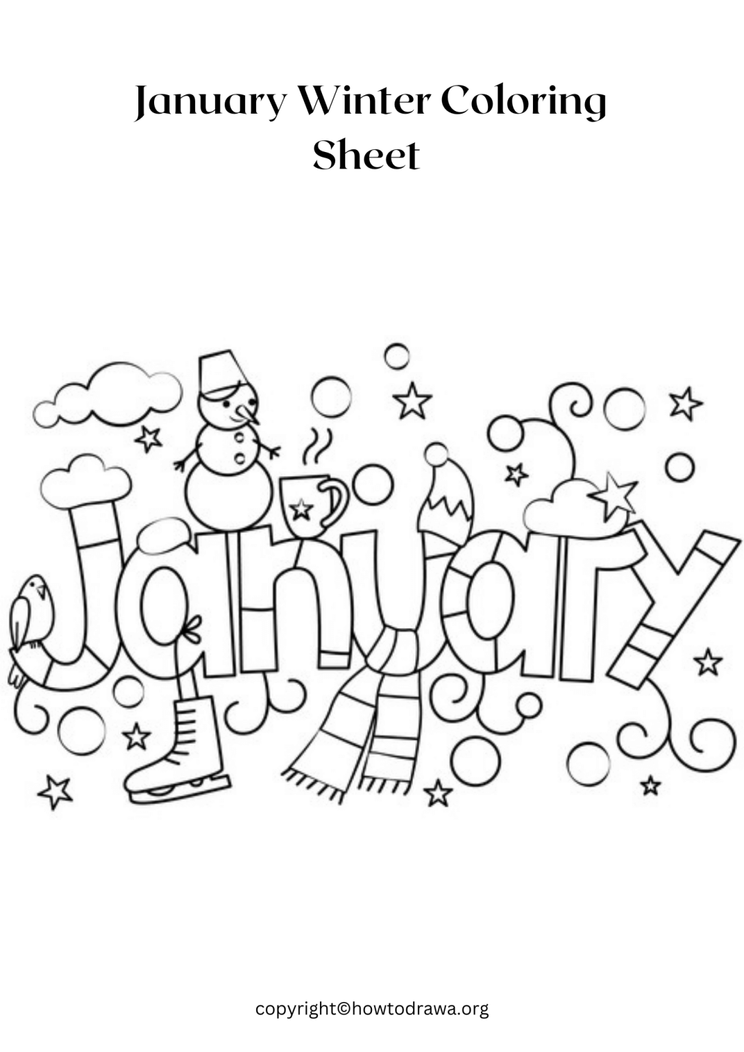 January Winter Coloring Sheet for Kids [Free Printable]
