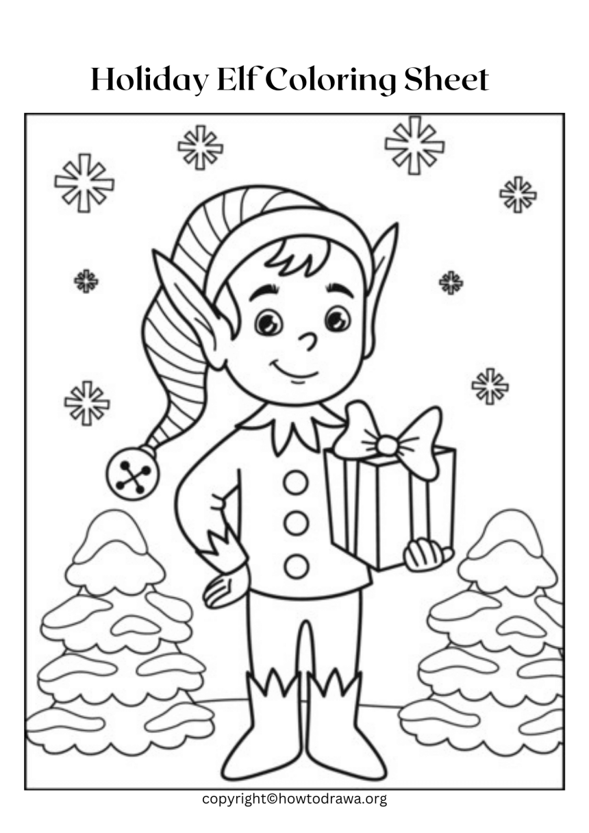 Holiday Elf Coloring Sheet for Kids [Free Printable]