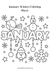 January Winter Coloring Sheet for Kids [Free Printable]
