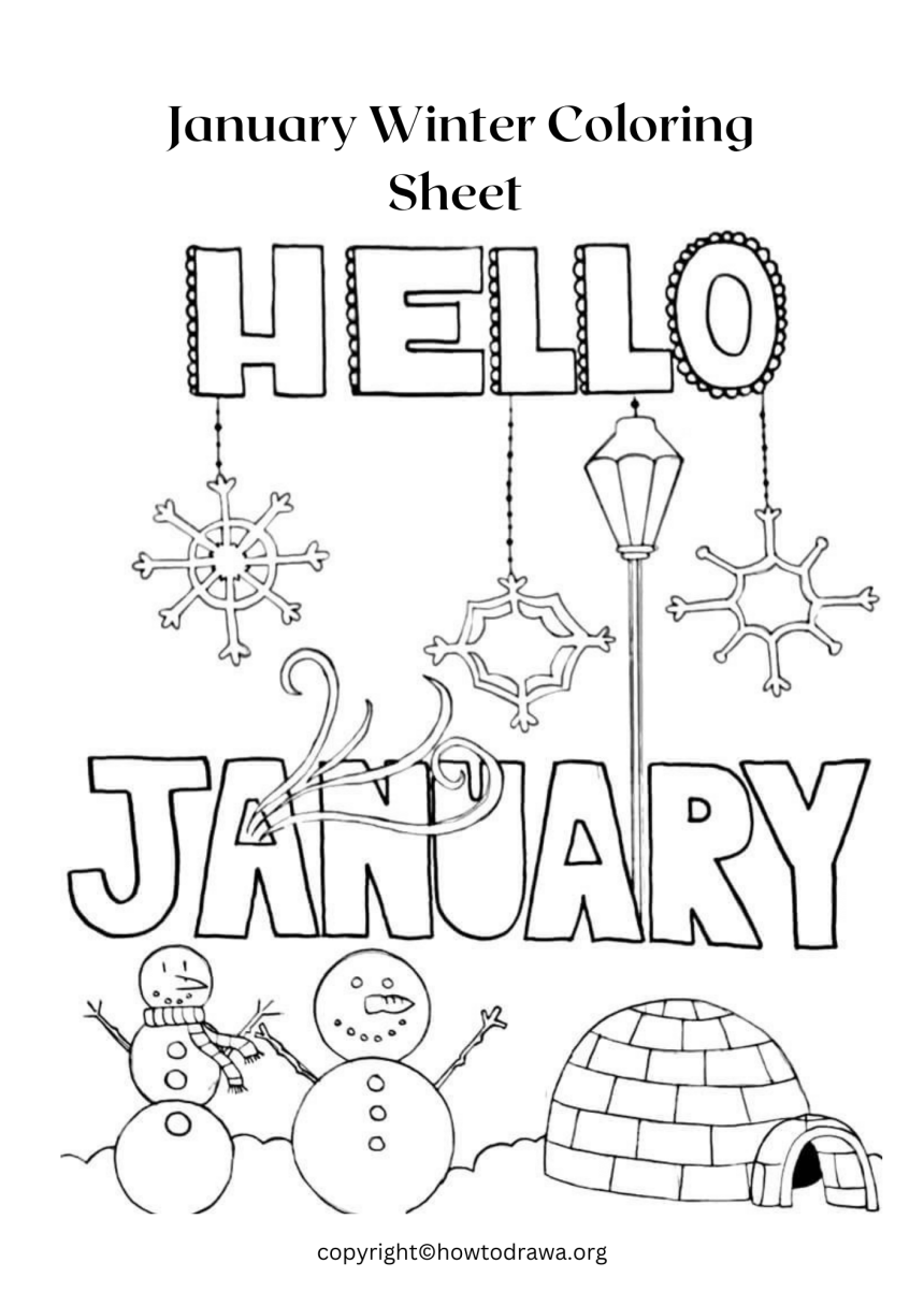 January Winter Coloring Sheet for Kids [Free Printable]