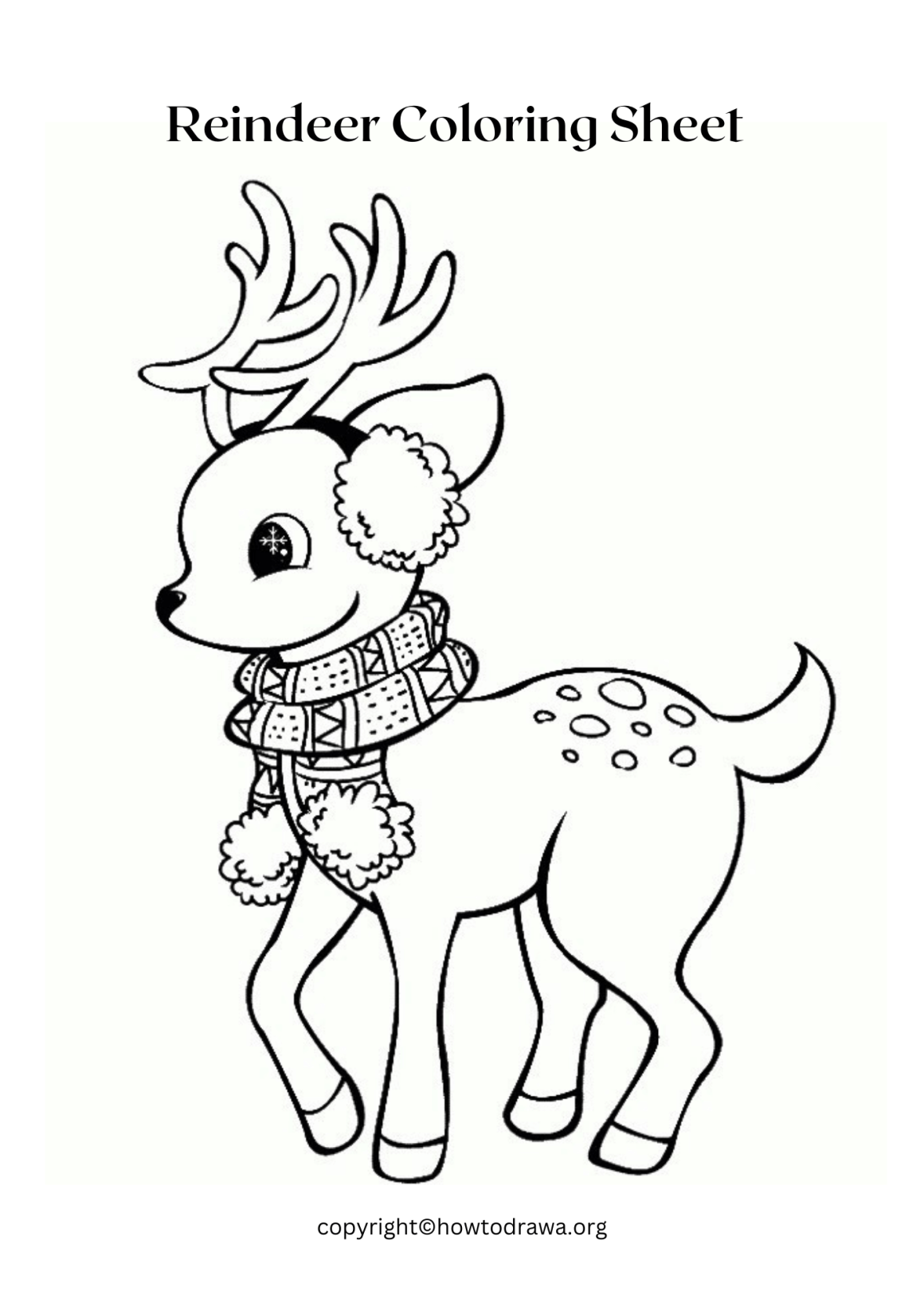 Reindeer Coloring Sheet for Kids [Free Printable]