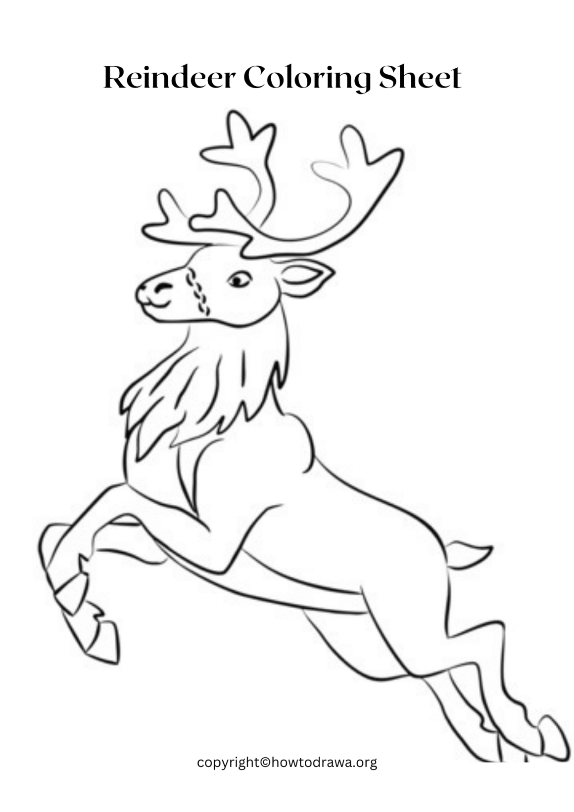 Reindeer Coloring Sheet for Kids [Free Printable]