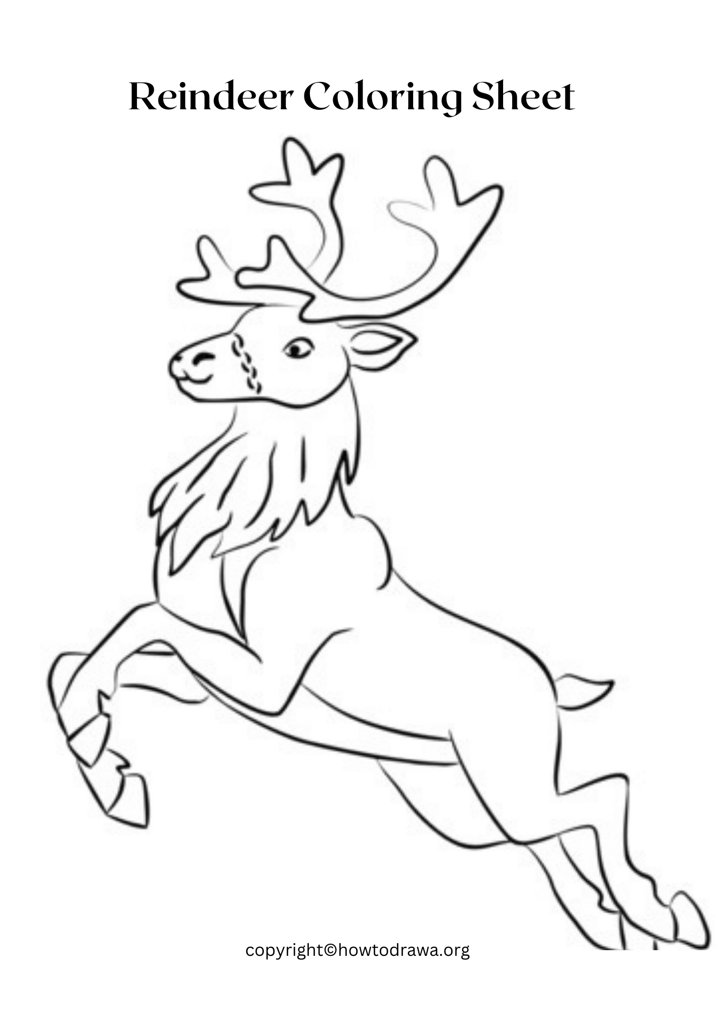 Reindeer Coloring Sheet for Kids [Free Printable]