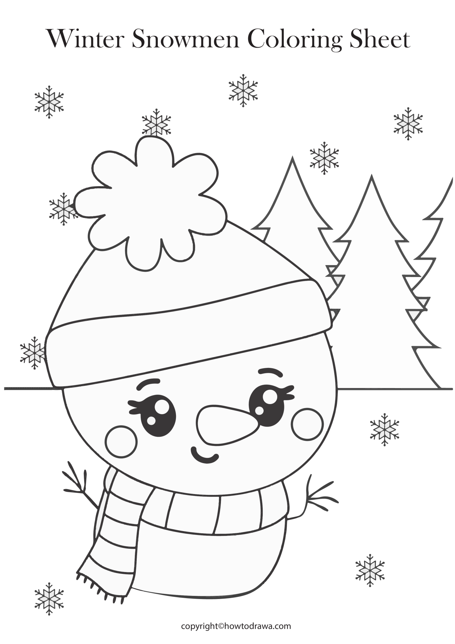 Winter Snowmen Coloring Sheet for Kids [Free Printable]