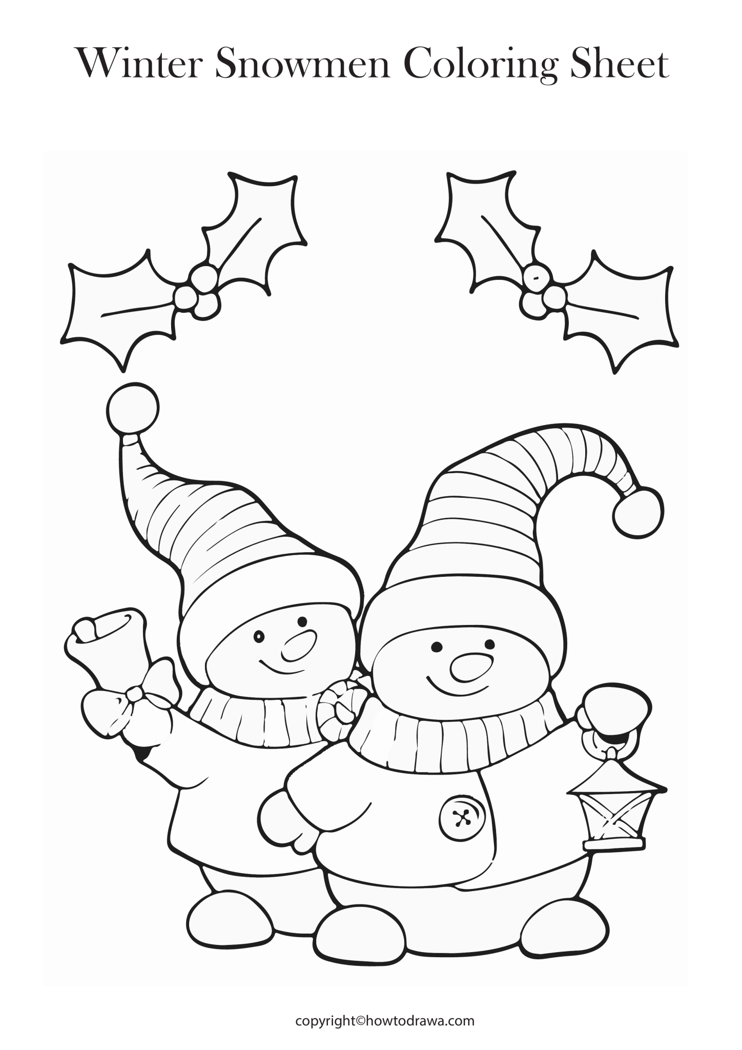 Winter Snowmen Coloring Sheet for Kids [Free Printable]
