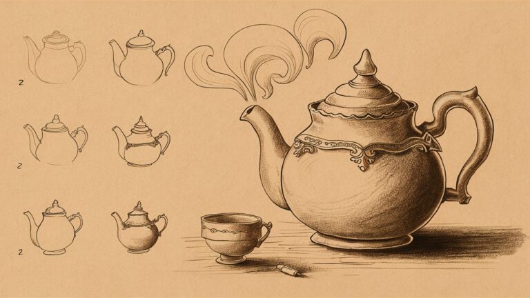 How to Draw Teapot Step By Step – For Kids & Beginners