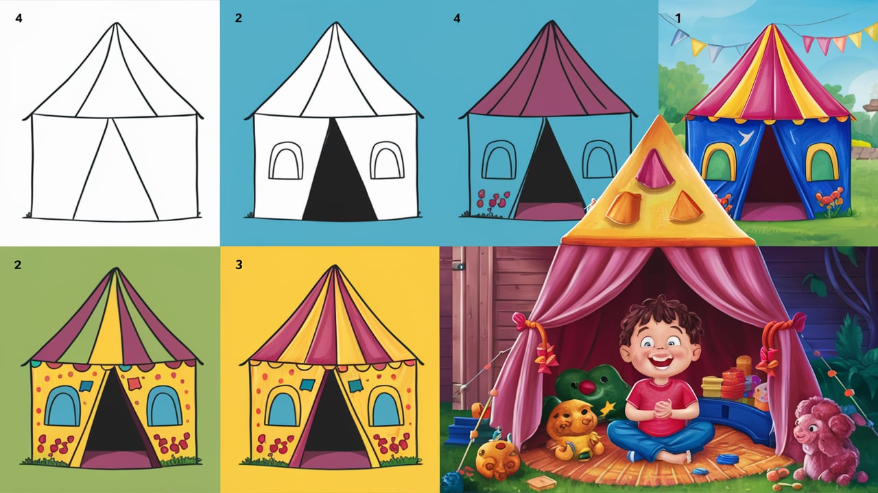 How to Draw a Tent Step By Step – For Kids & Beginners